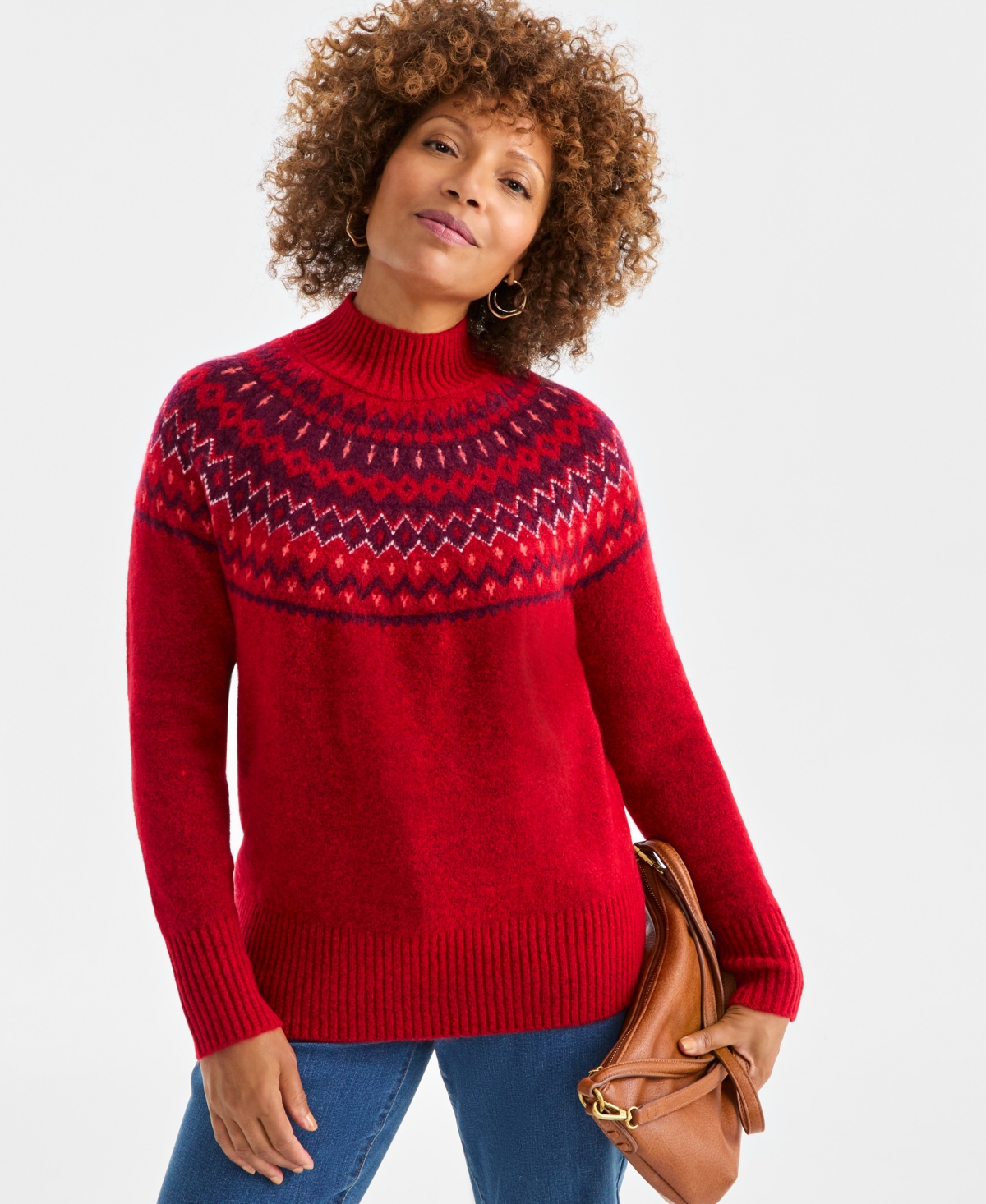 Click here for Style & Co Womens Mock-Neck Fair Isle Sweater  Mac... prices