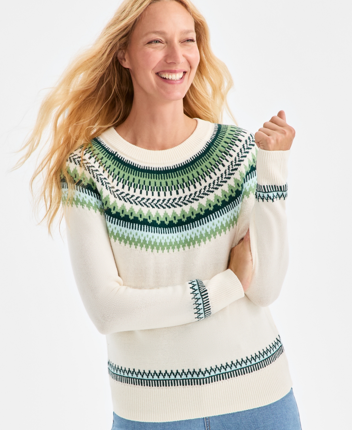 Click here for Style & Co Womens Crewneck Fair Isle Sweater  Macy... prices