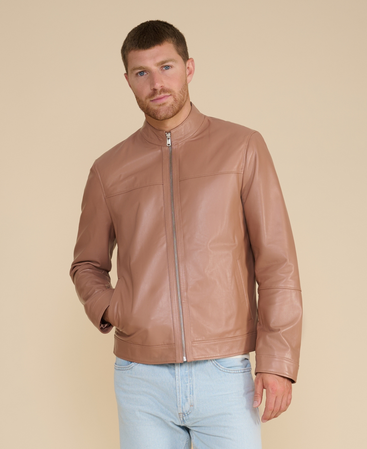 Click here for Furniq Uk Mens Leather Racer Jacket  Created for M... prices