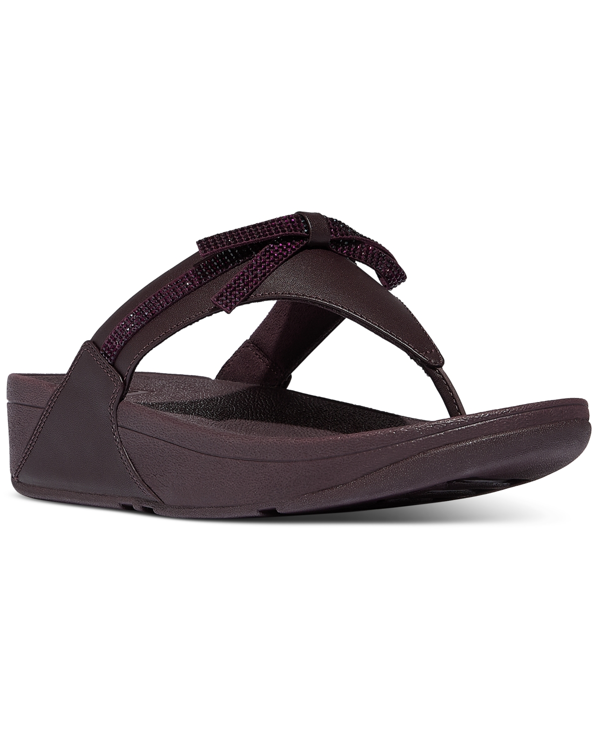 Click here for FitFlop Womens Lulu Glitz-Bow Leather Toe-Post San... prices