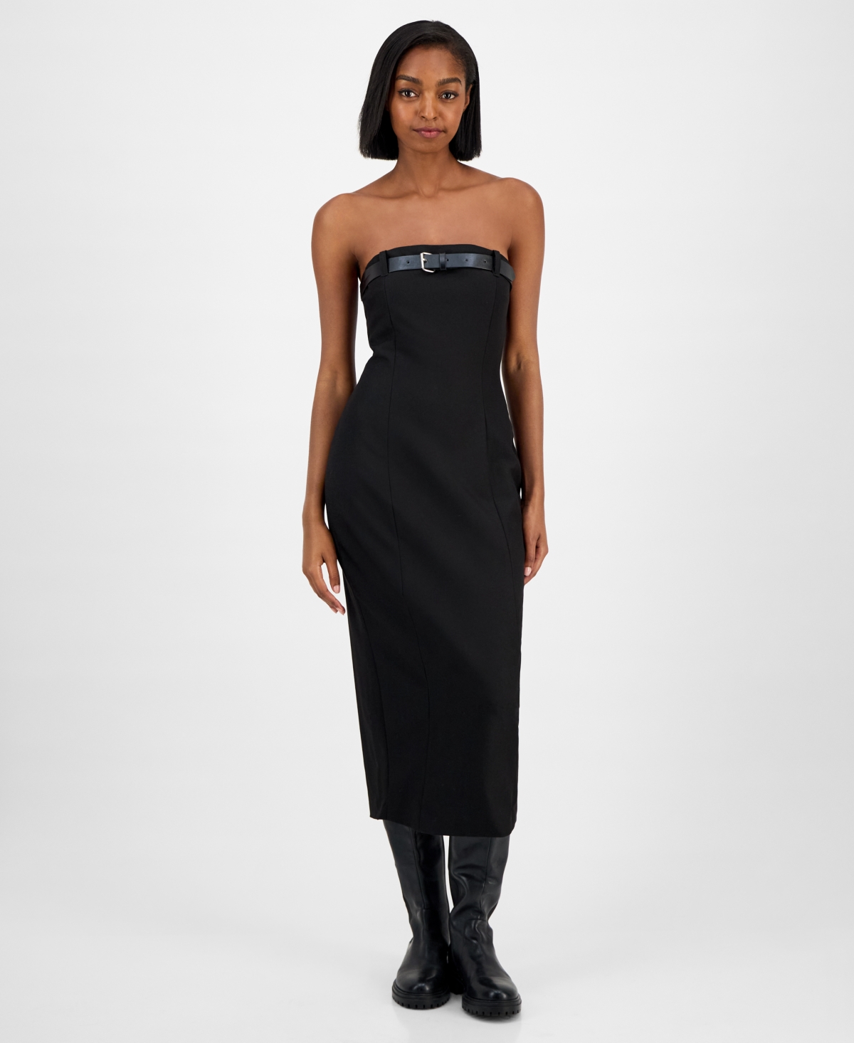 Click here for Bar Iii Womens Belted Strapless Midi Dress  Macys... prices