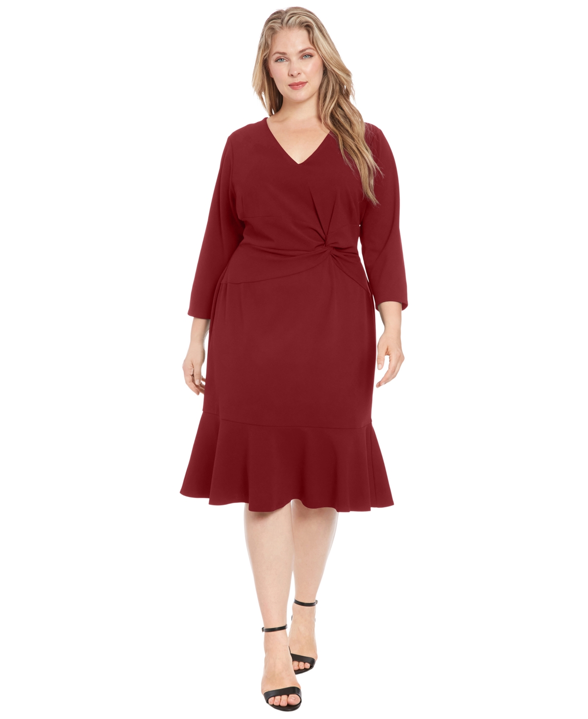 Click here for London Times Petite Side-Knit 3/4-Sleeve Midi Dres... prices