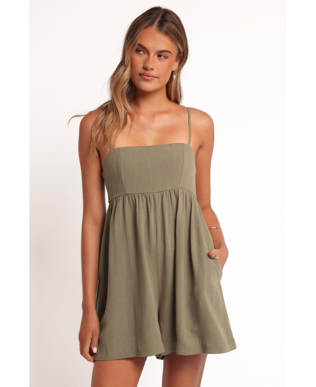 Click here for Petal and Pup Womens Quinley Romper - Olive prices