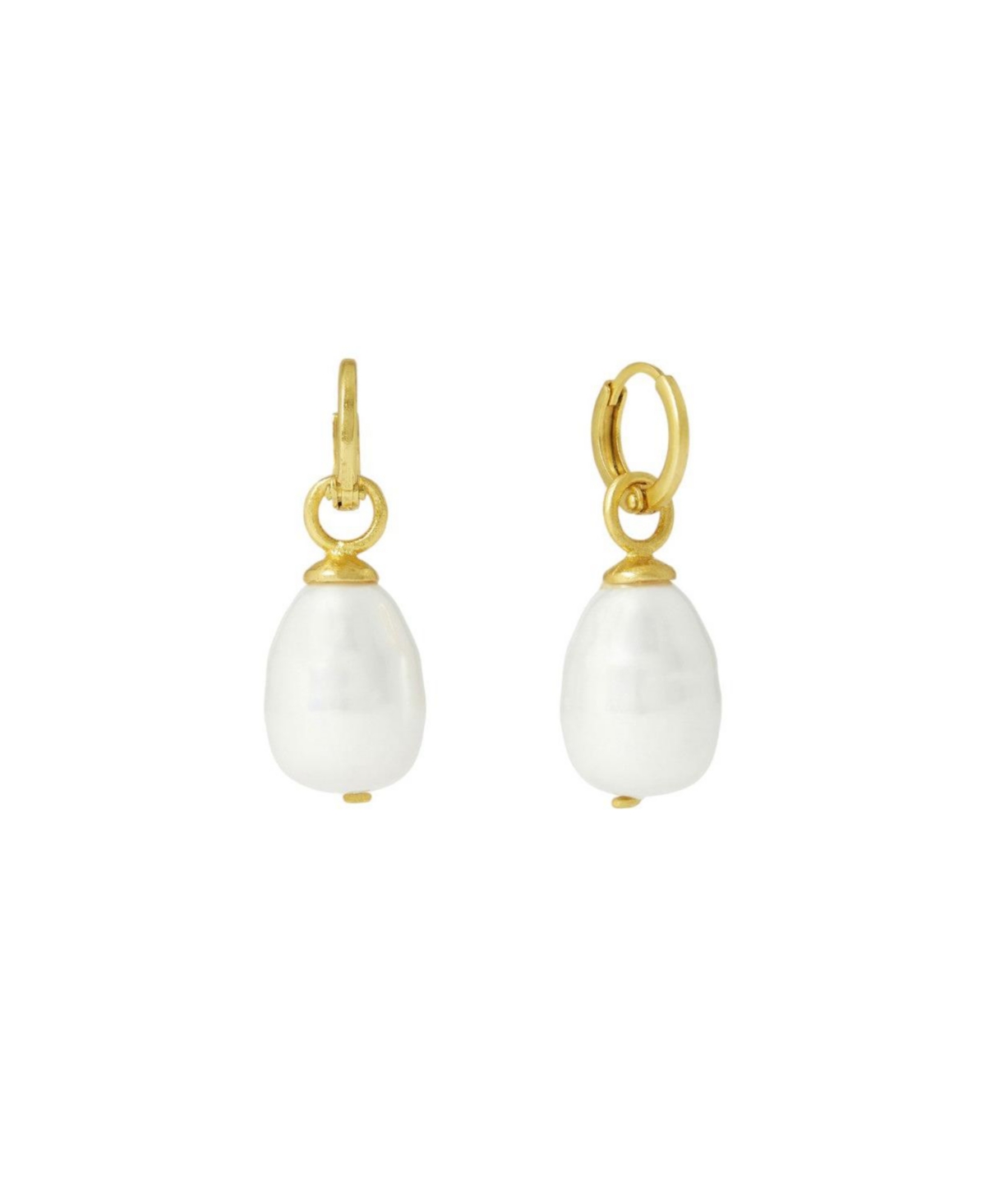 Click here for Ottoman Hands Ava Pearl Drop Huggie Earrings - Gol... prices
