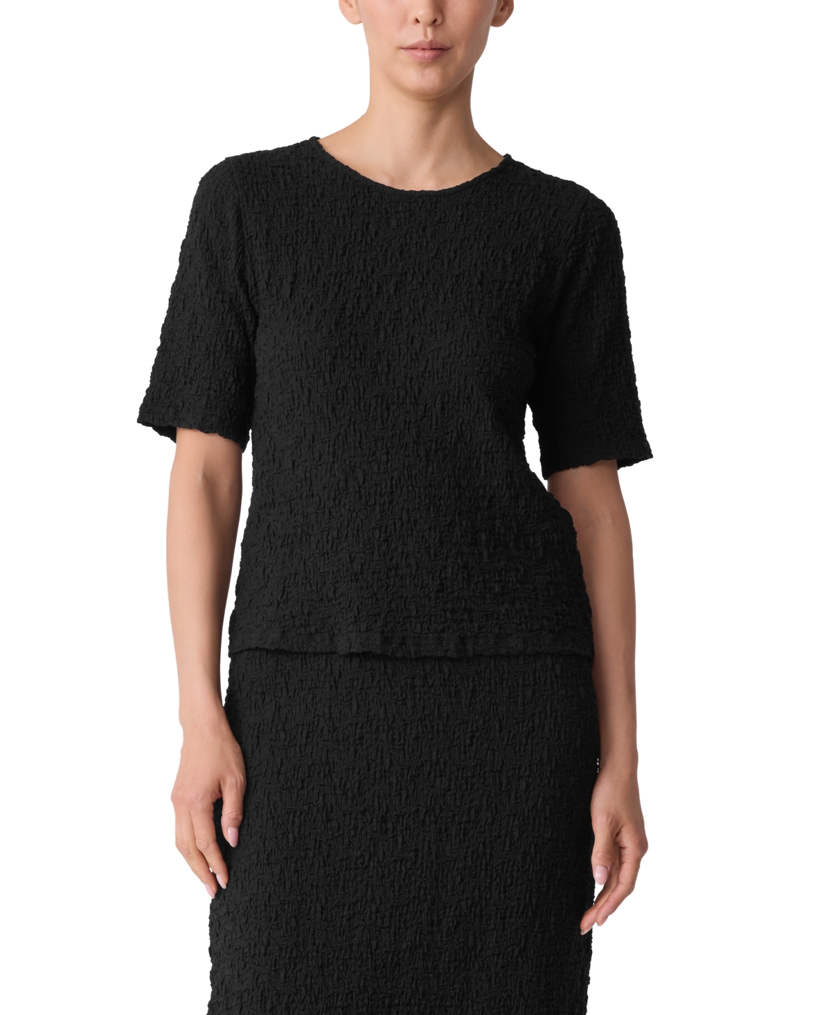 Click here for Eileen Fisher Womens Short-Sleeve Crewneck T-Shirt... prices