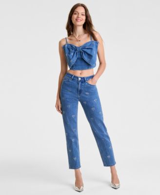 Click here for Disney Macys Womens Denim Minnie Mouse Bow Top Str... prices