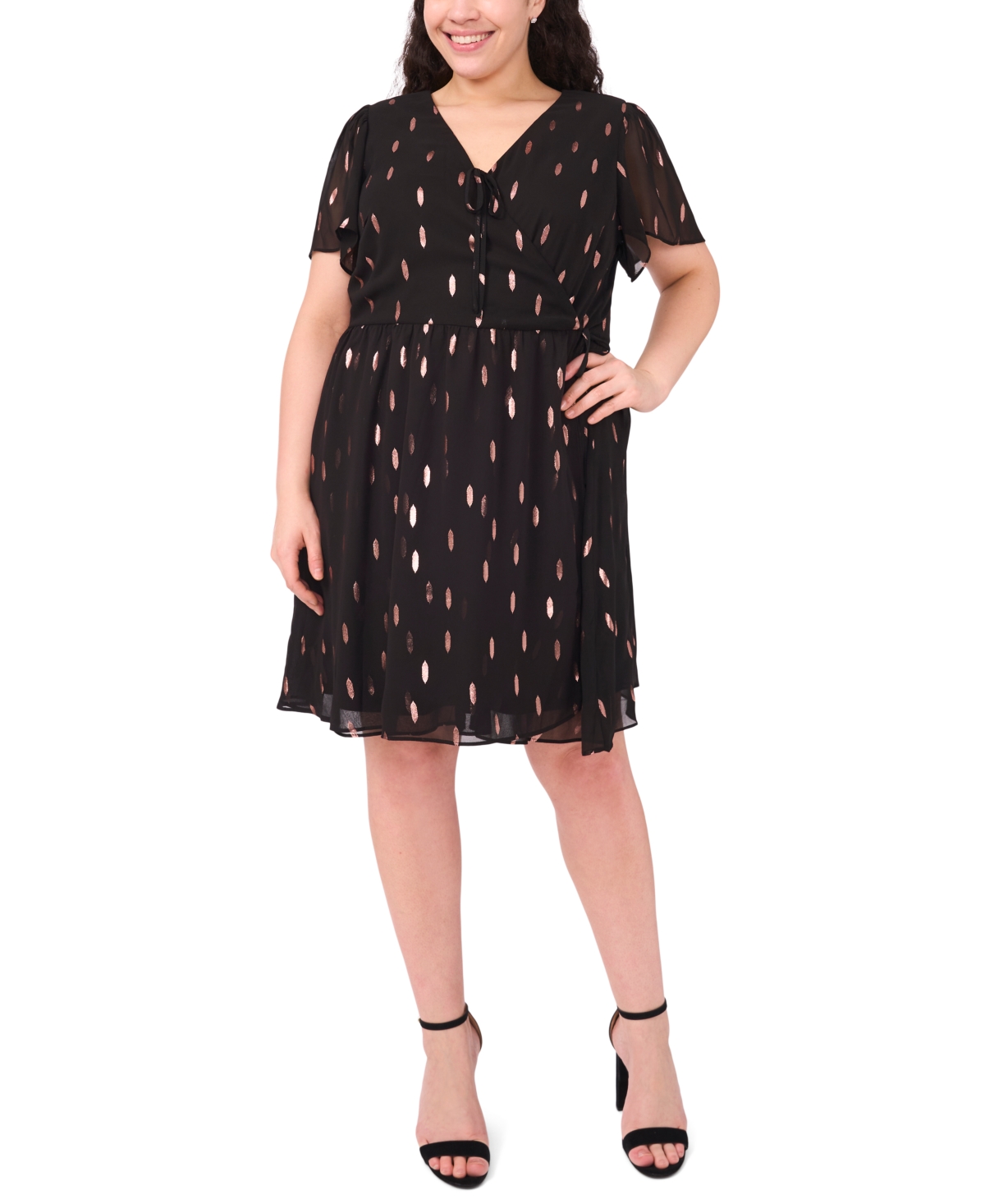 Click here for Msk Plus Size Flutter Sleeve Fit and Flare Short D... prices