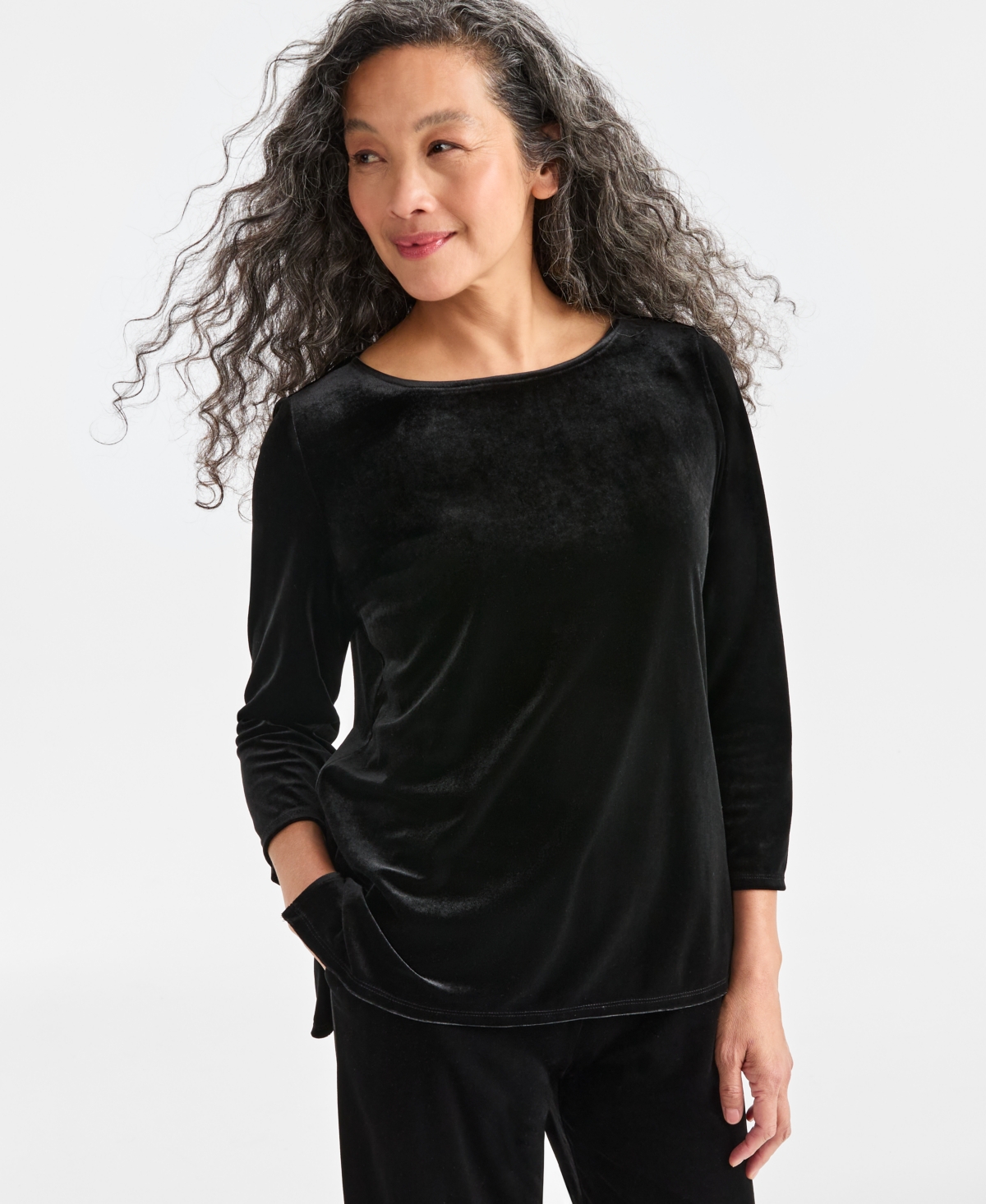 Click here for Style & Co Womens Velvet Boat-Neck Top  Macys Excl... prices