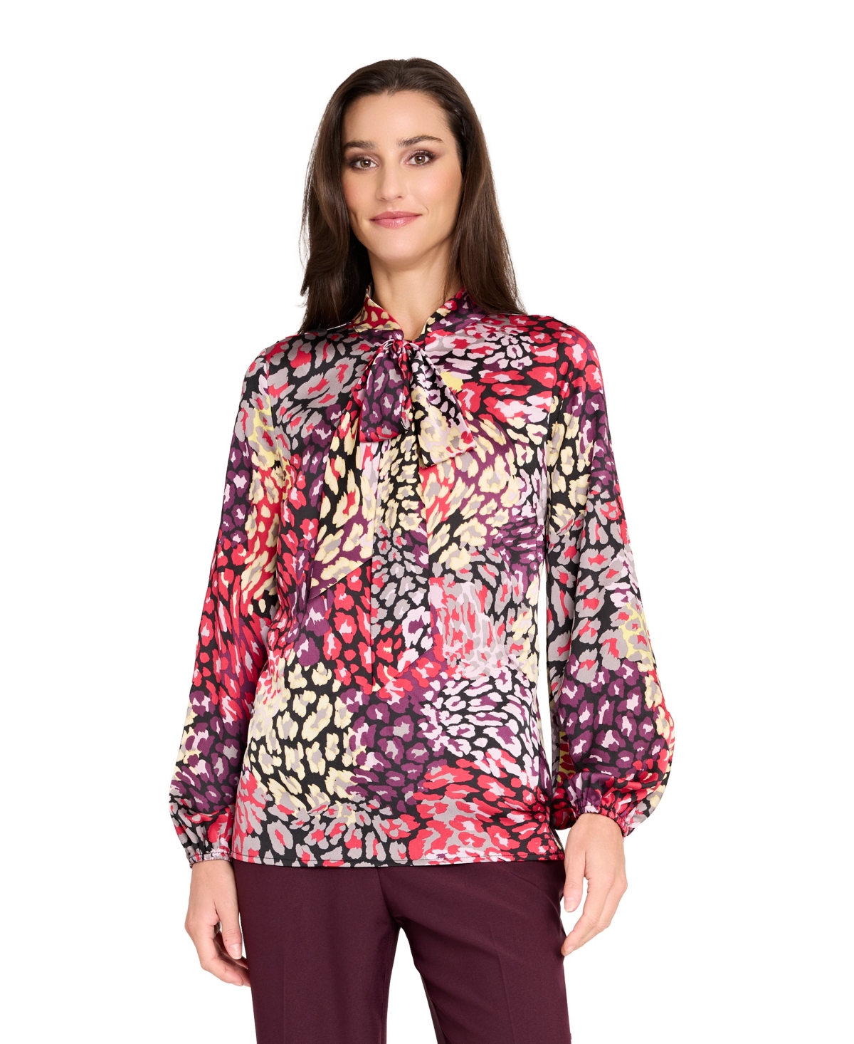 Click here for Tahari Asl Womens Long Sleeve Bow Tie-Neck Blouse... prices