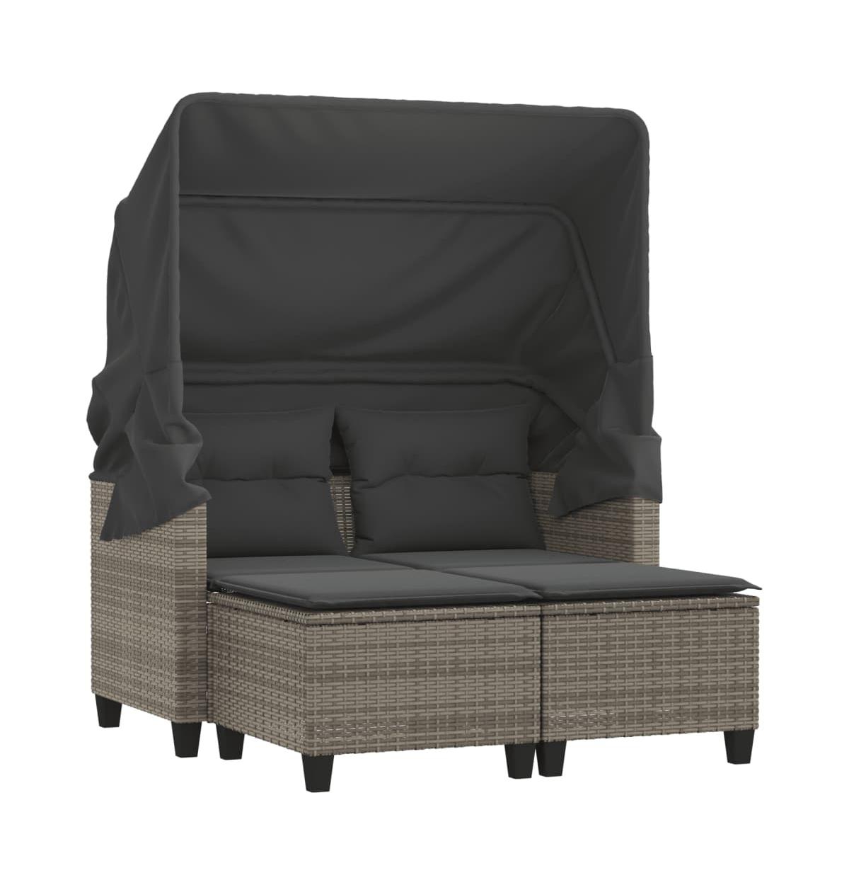 Click here for vidaXL Patio Sofa 2-Seater with Canopy and Stools... prices