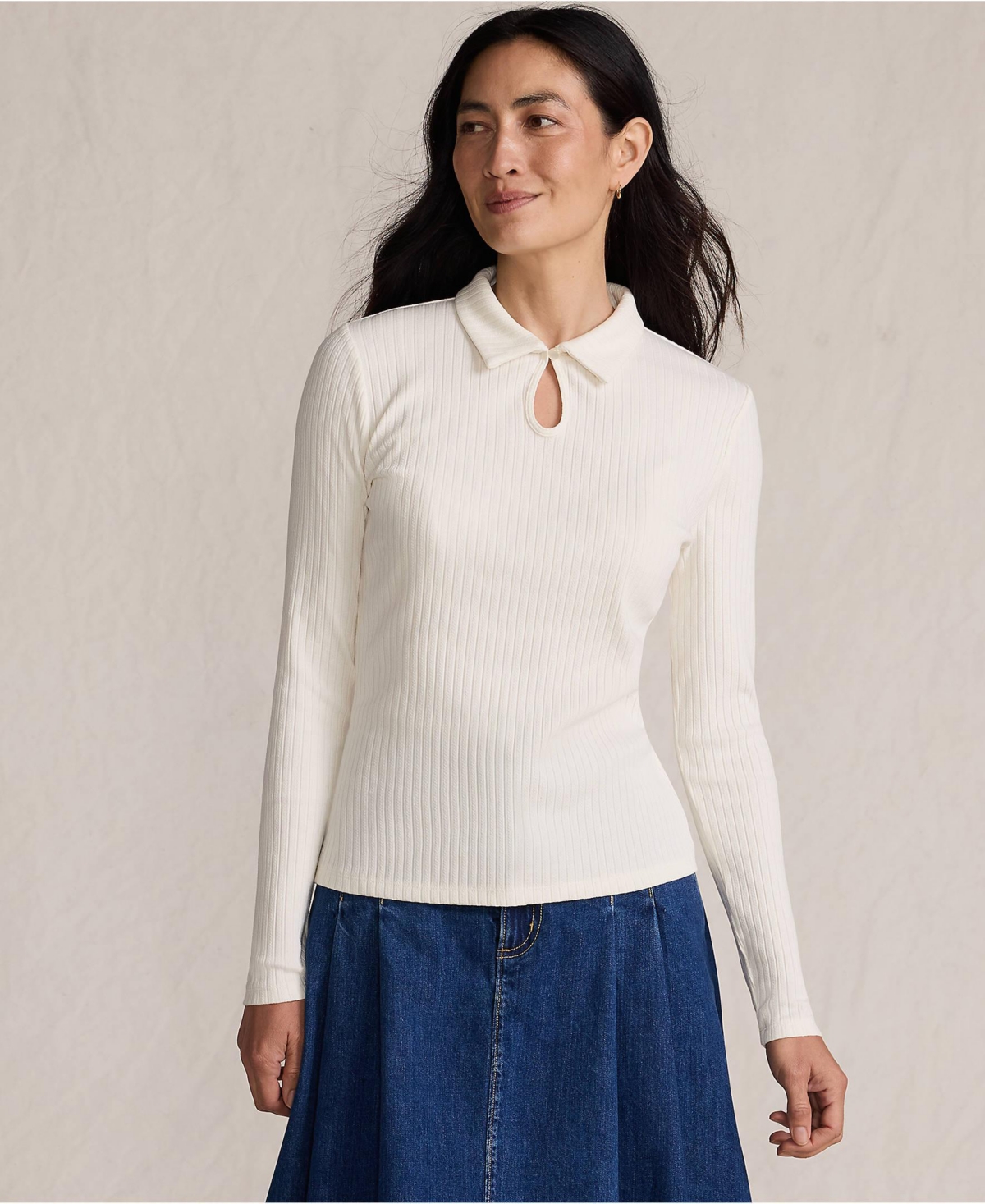 Click here for Lands End Womens Long Sleeve Pointelle Rib Keyhole... prices