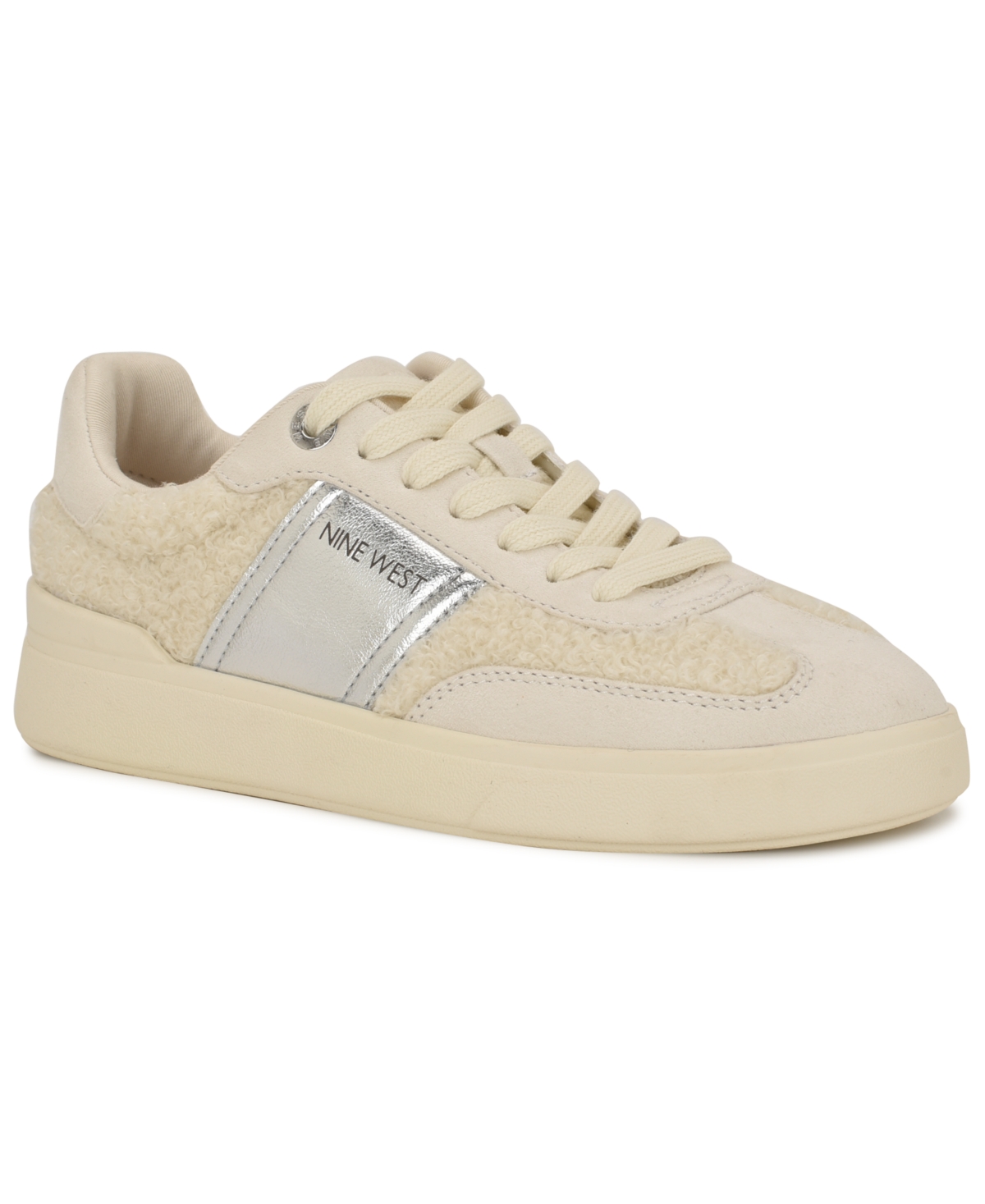 Click here for Nine West Linehan Round Toe Lace-Up Sneakers - Cre... prices
