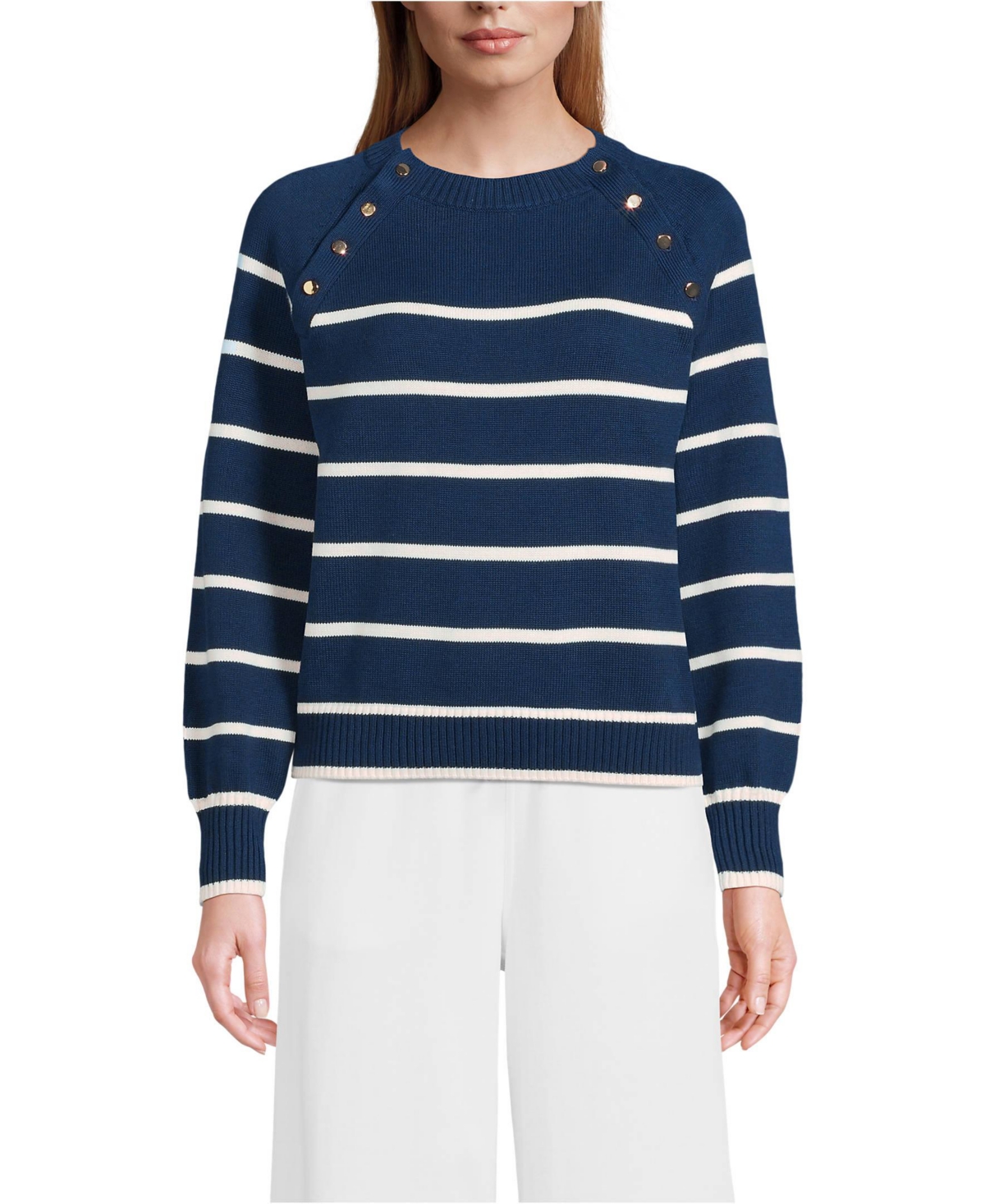 Click here for Lands End Womens Drifter Raglan Button Bib Crew Ne... prices
