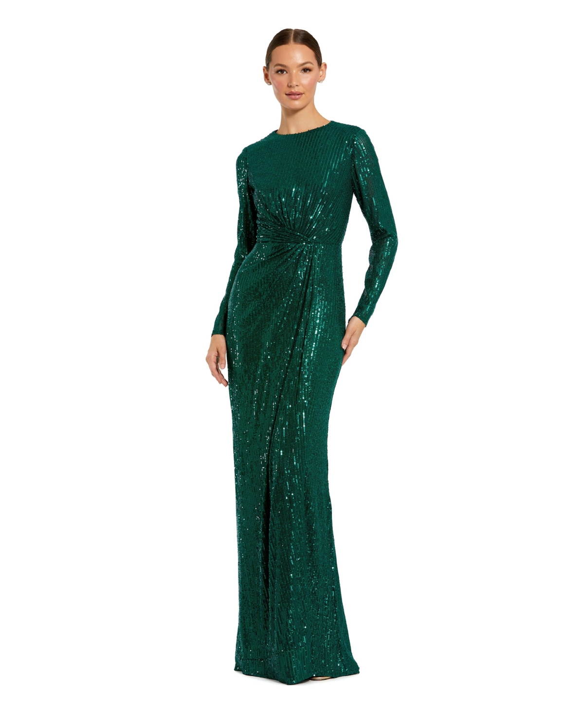 Click here for Mac Duggal Womens Sequined Long Sleeve Side Knot G... prices