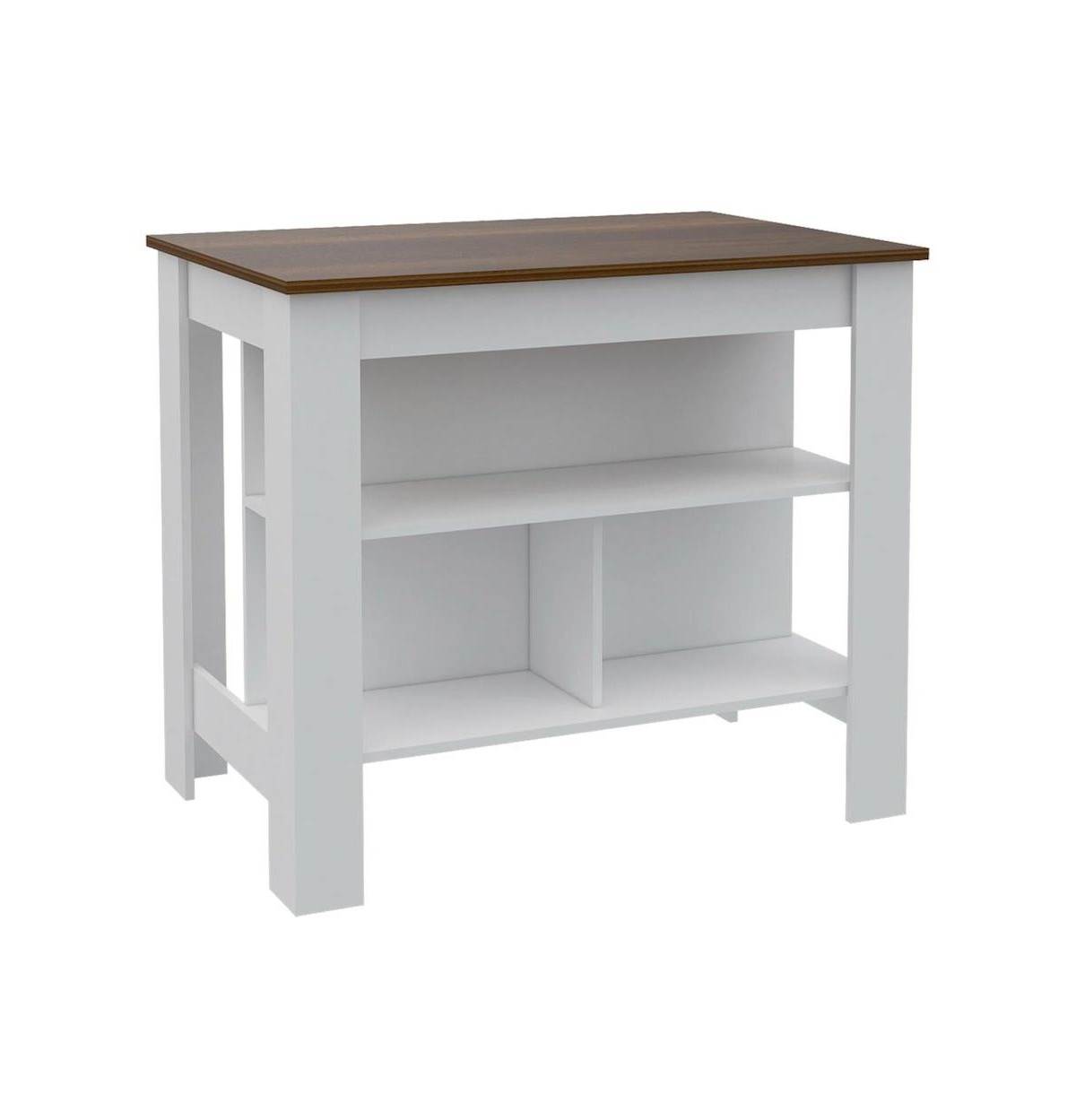 Click here for Tuhome Cala Kitchen Island White / Walnut Mdf - Wh... prices