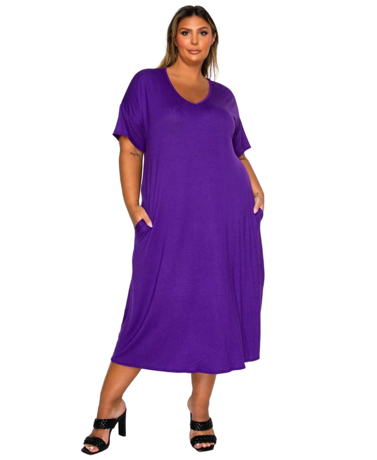 Click here for L I V D Womens Plus Size Olivia Pocket Midi Dress... prices