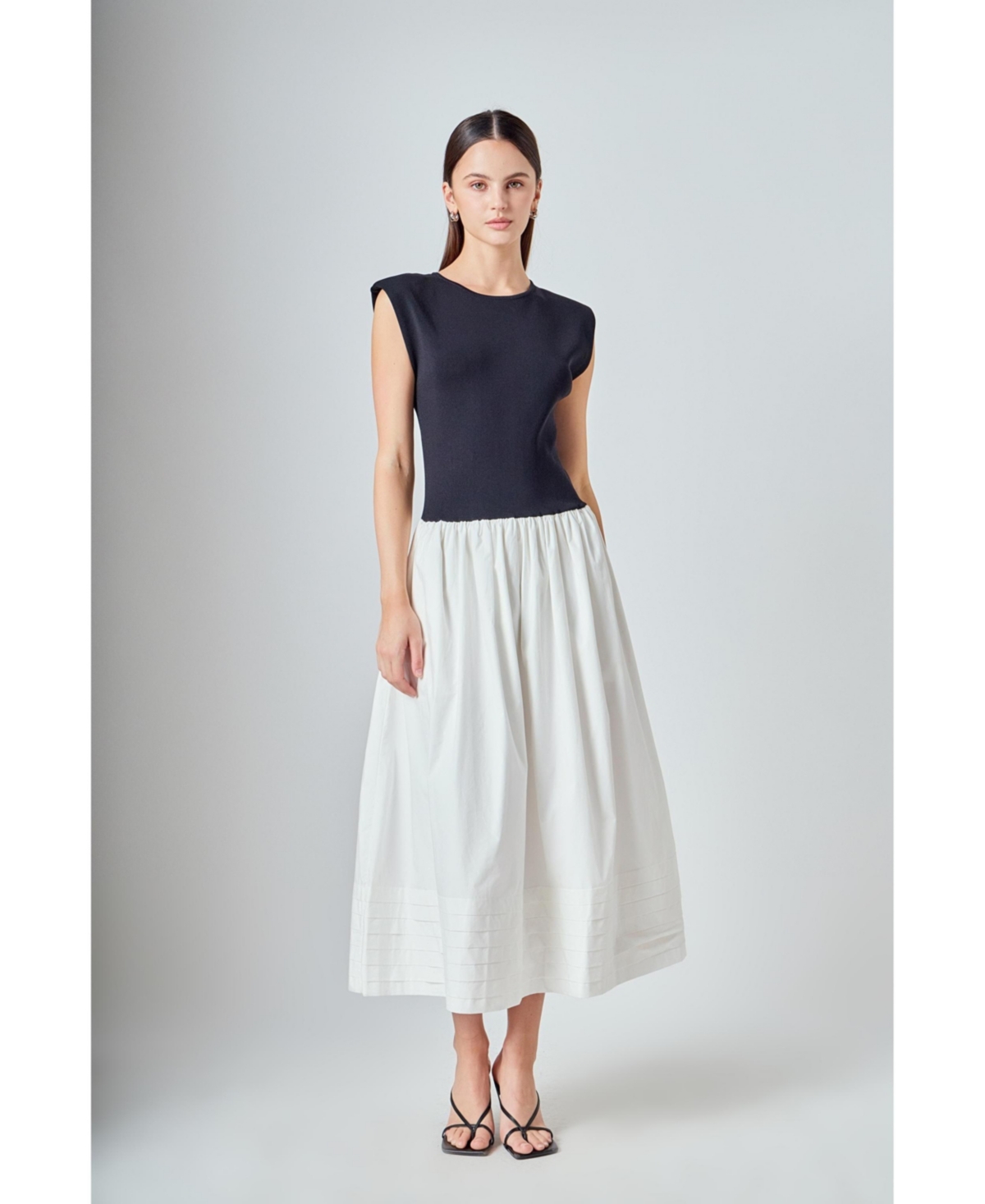 Click here for endless rose Womens Mix Media Knit Midi Dress - Bl... prices