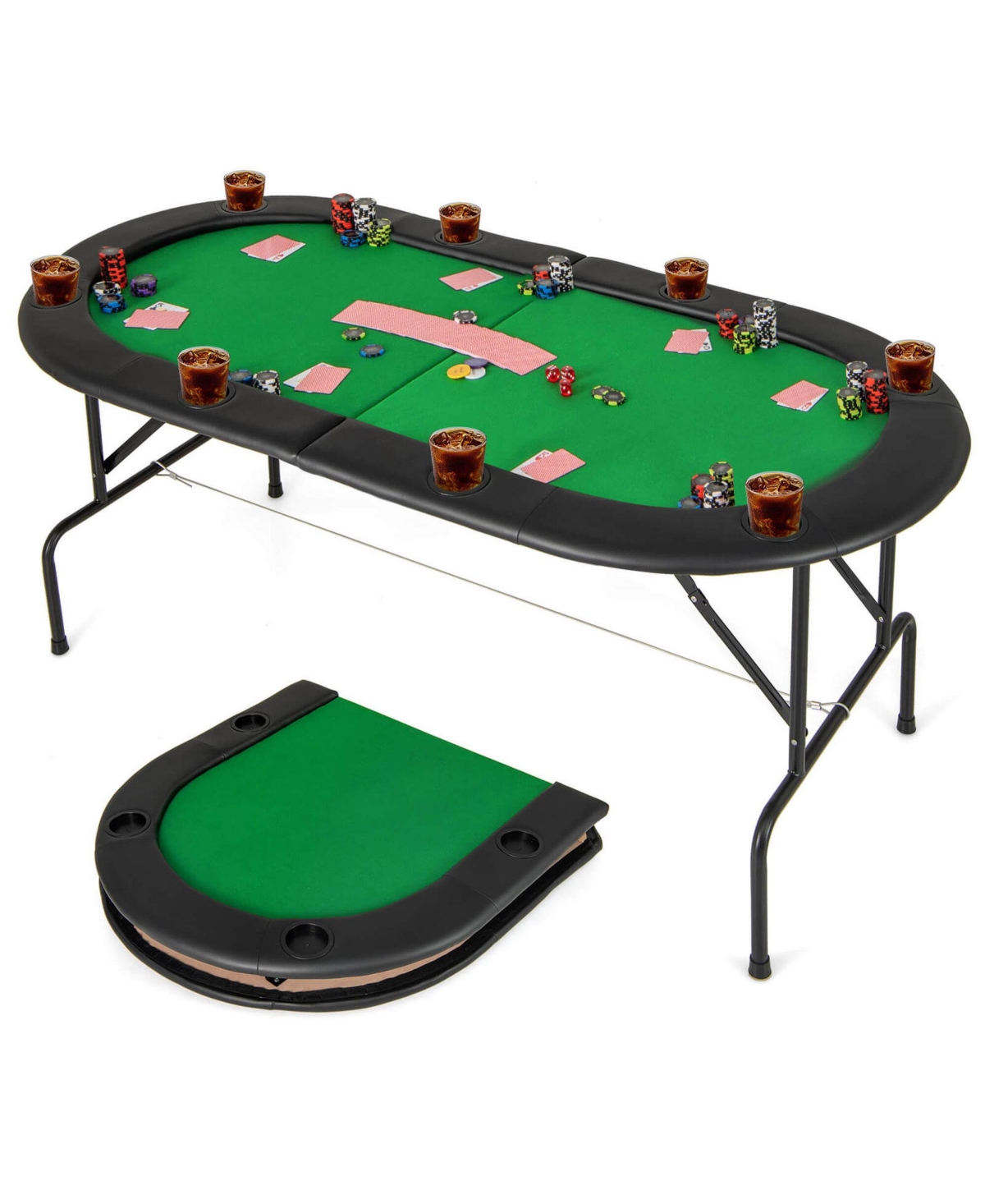Click here for 8 Players Poker Table with 8 Cup Holders & Comfy A... prices