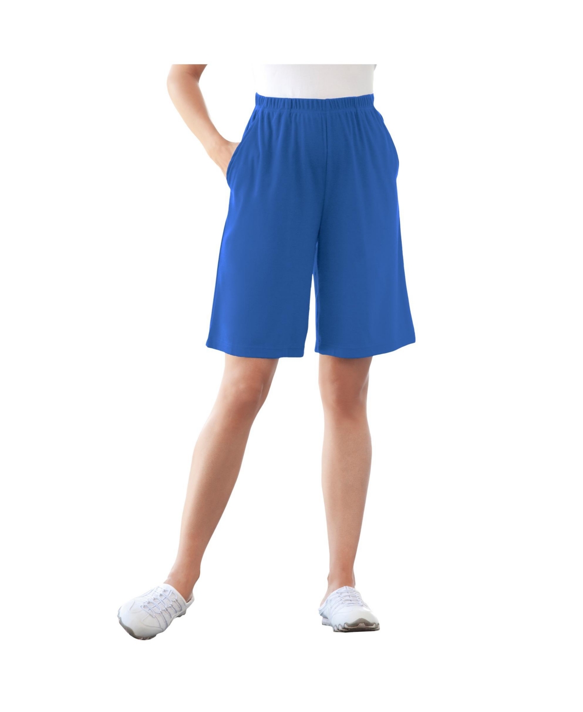 Click here for Woman Within Plus Size 7-Day Knit Short - Deep cob... prices