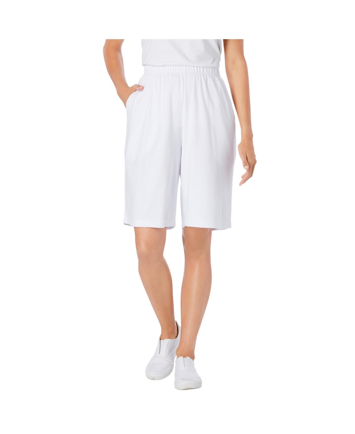 Click here for Woman Within Plus Size 7-Day Knit Short - White prices