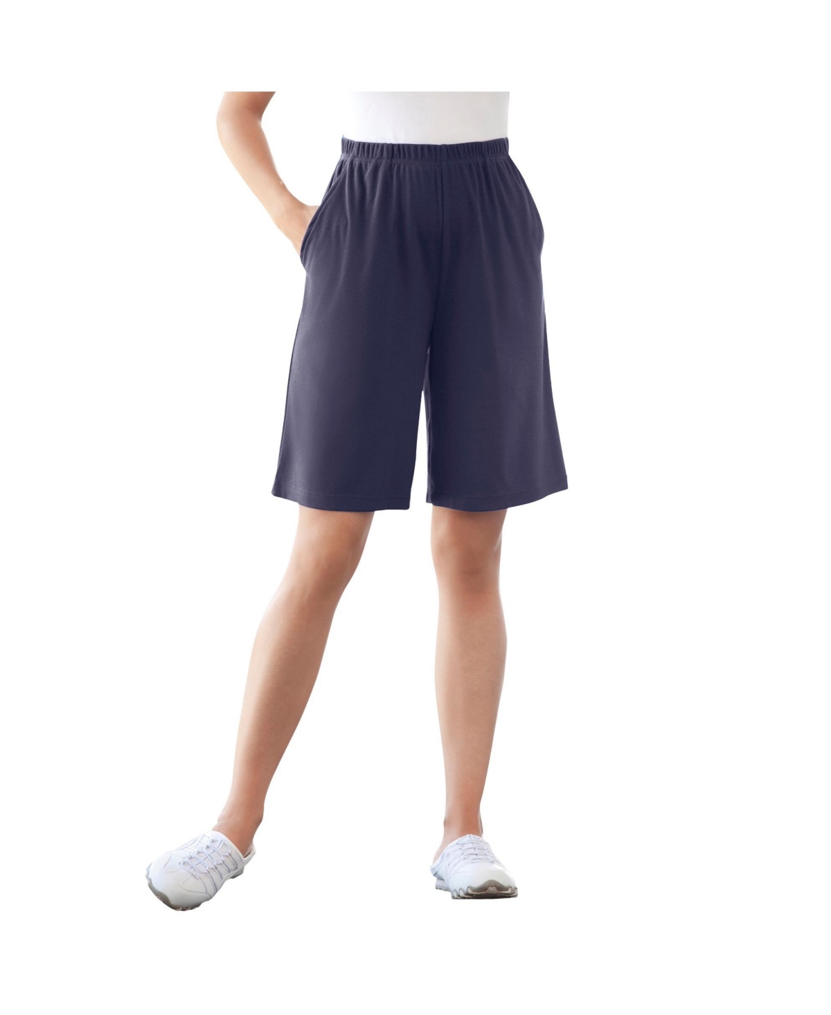 Click here for Woman Within Plus Size 7-Day Knit Short - Navy prices