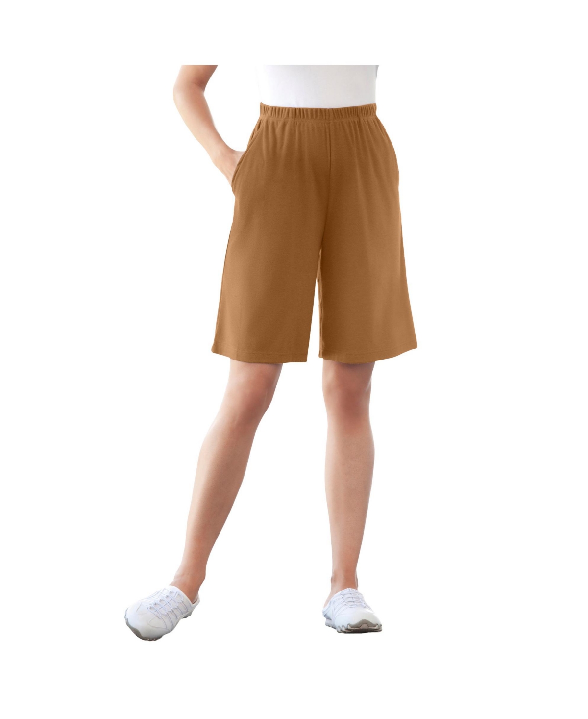 Click here for Woman Within Plus Size 7-Day Knit Short - Toffee prices