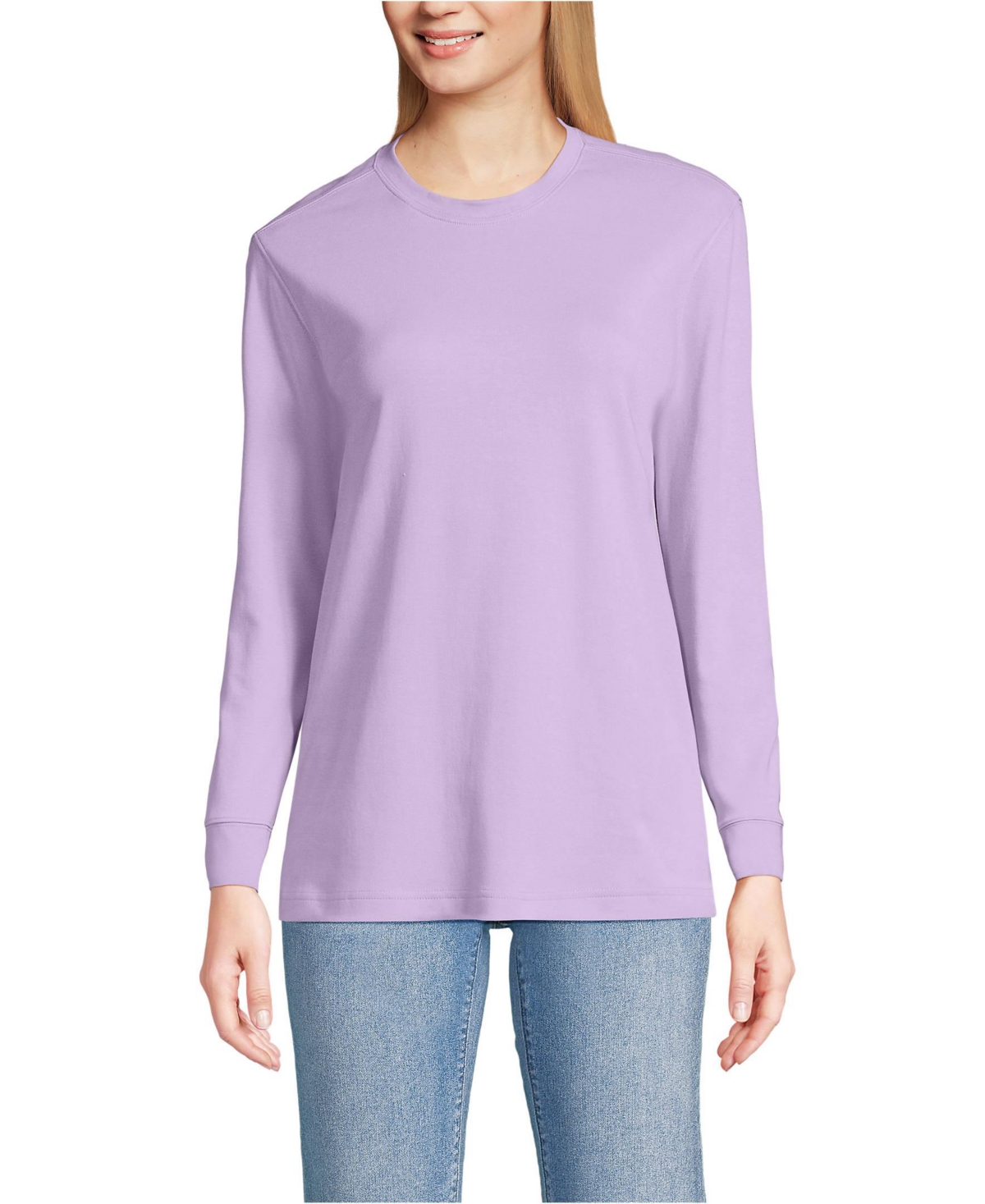 Click here for Lands End Womens Cotton Relaxed Long Sleeve Crew N... prices