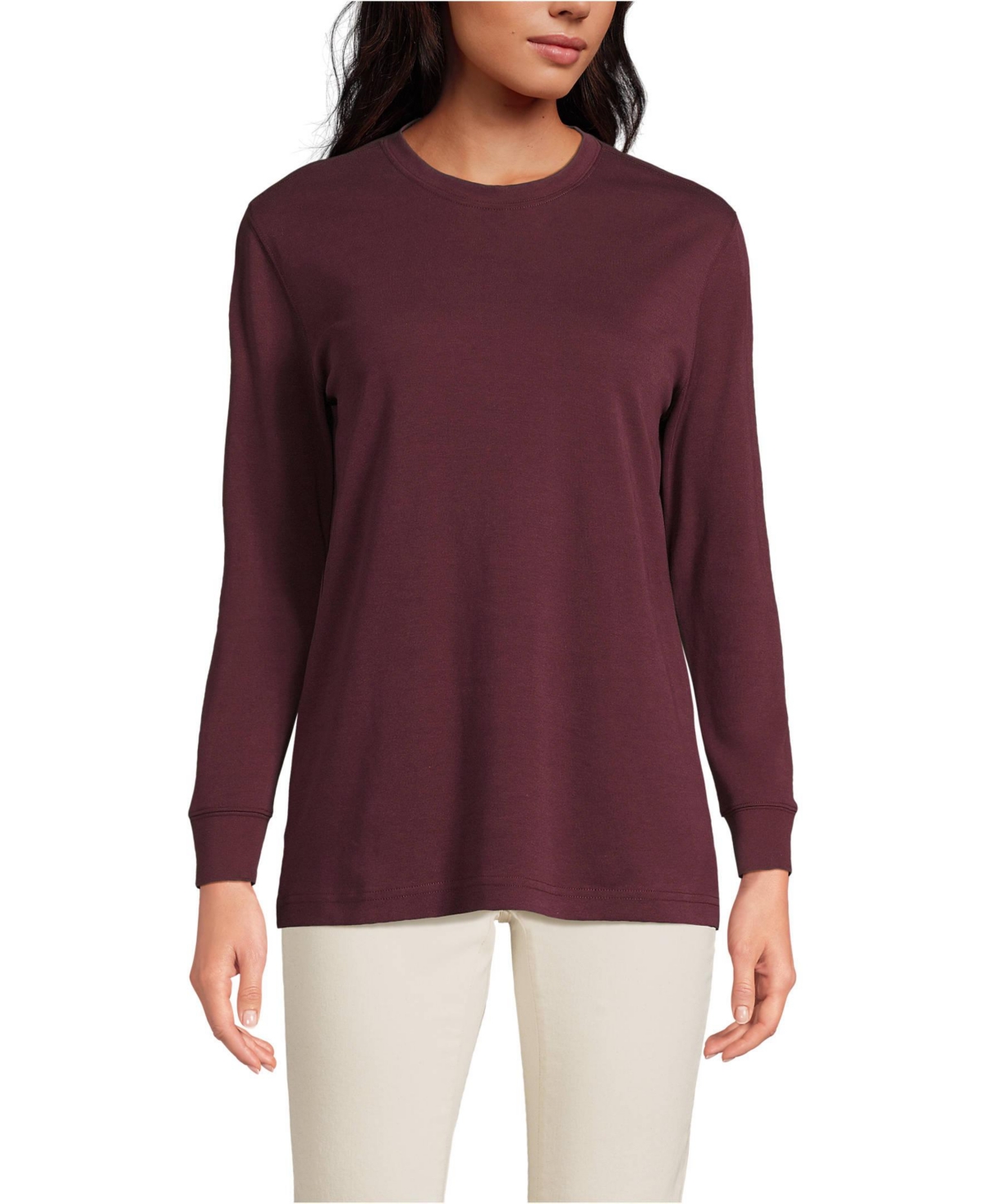 Click here for Lands End Womens Cotton Relaxed Long Sleeve Crew N... prices