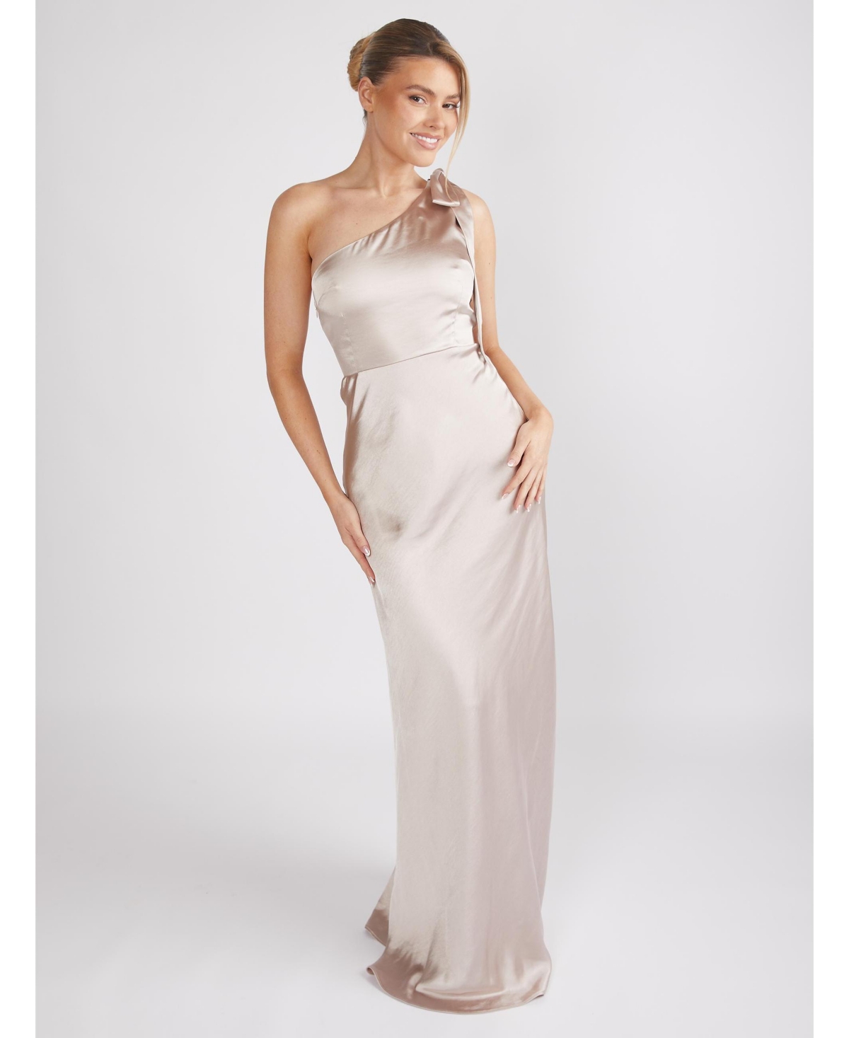 Click here for Six Stories Womens Bow One Shoulder Satin Bridesma... prices