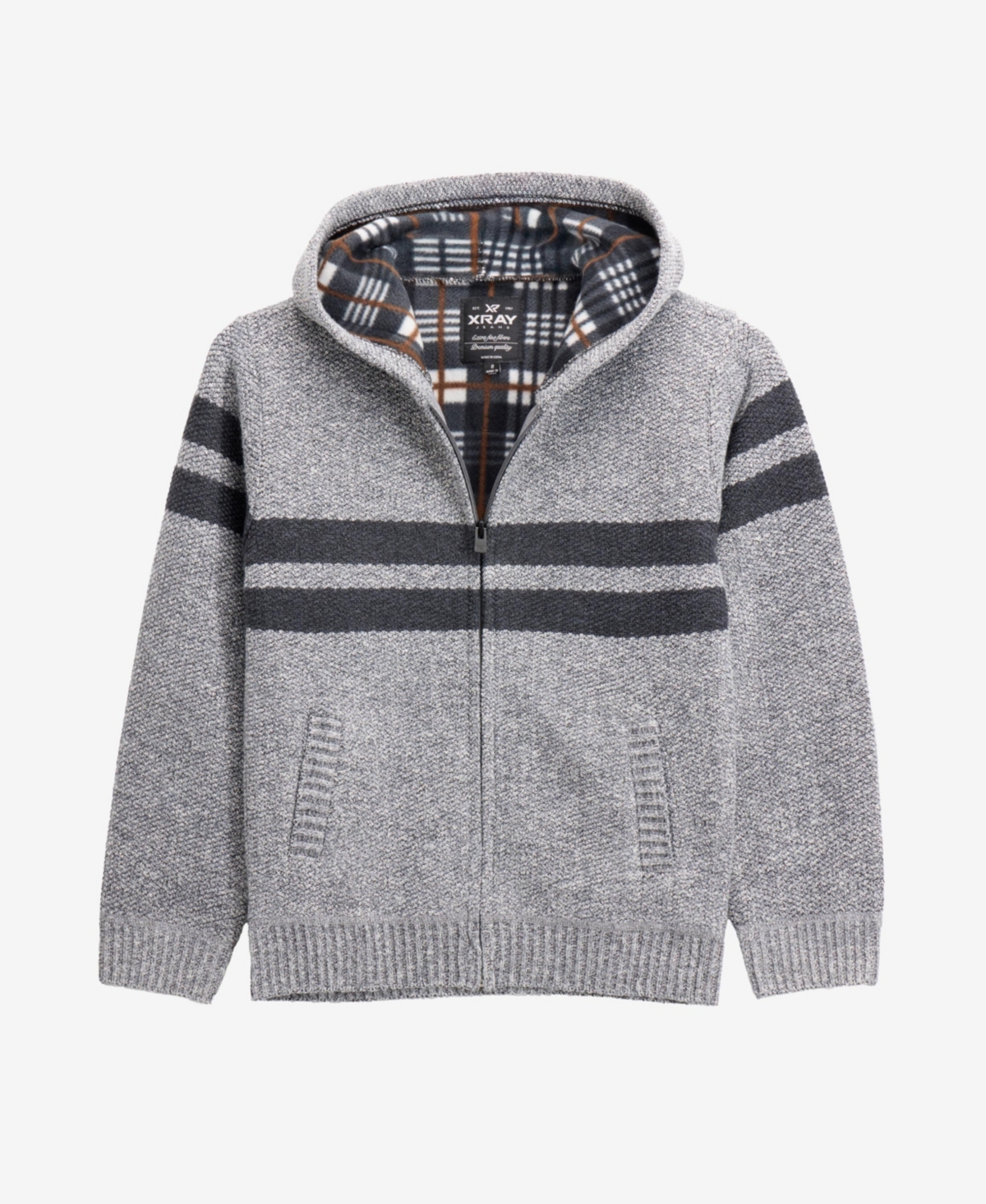 Click here for Xray Boys Hooded Flannel Lined Full Zip Sweater Wi... prices