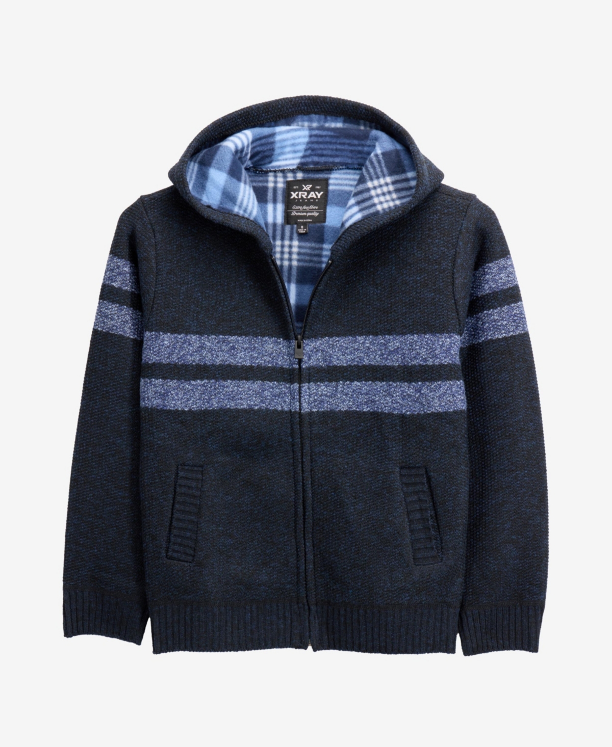 Click here for Xray Boys Hooded Flannel Lined Full Zip Sweater Wi... prices