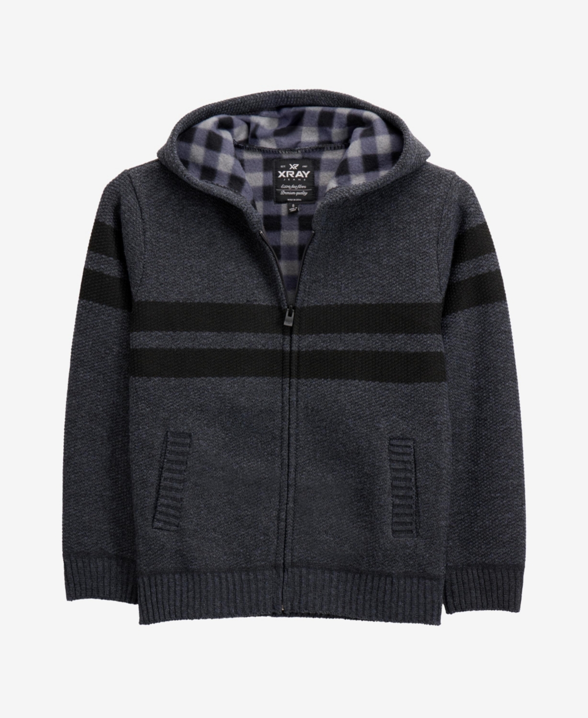 Click here for Xray Boys Hooded Flannel Lined Full Zip Sweater Wi... prices