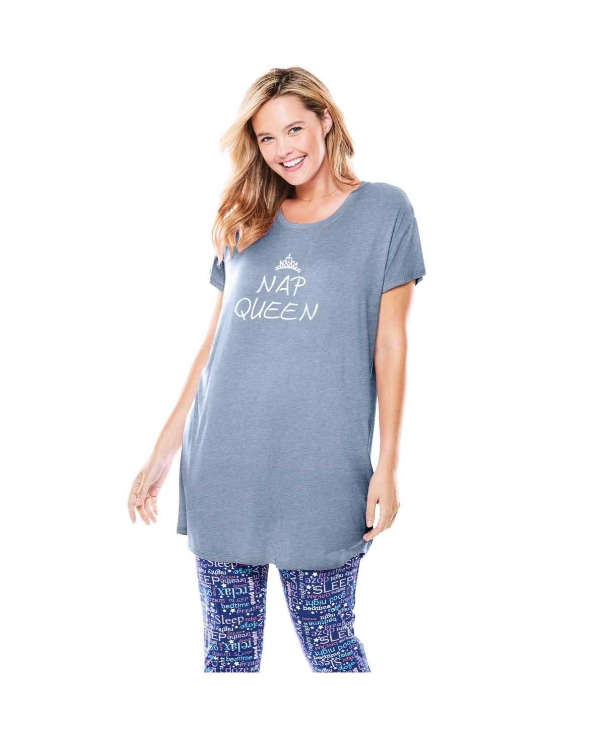 Click here for Dreams & Co. Womens Soft Pj Tunic Tee - Heather gr... prices