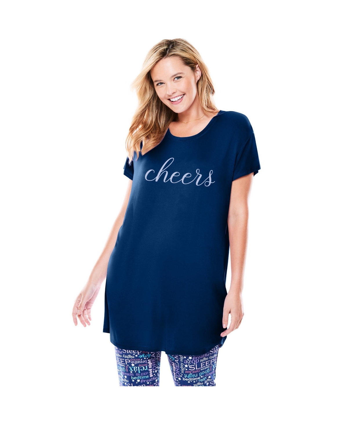 Click here for Dreams & Co. Womens Soft Pj Tunic Tee - Evening bl... prices
