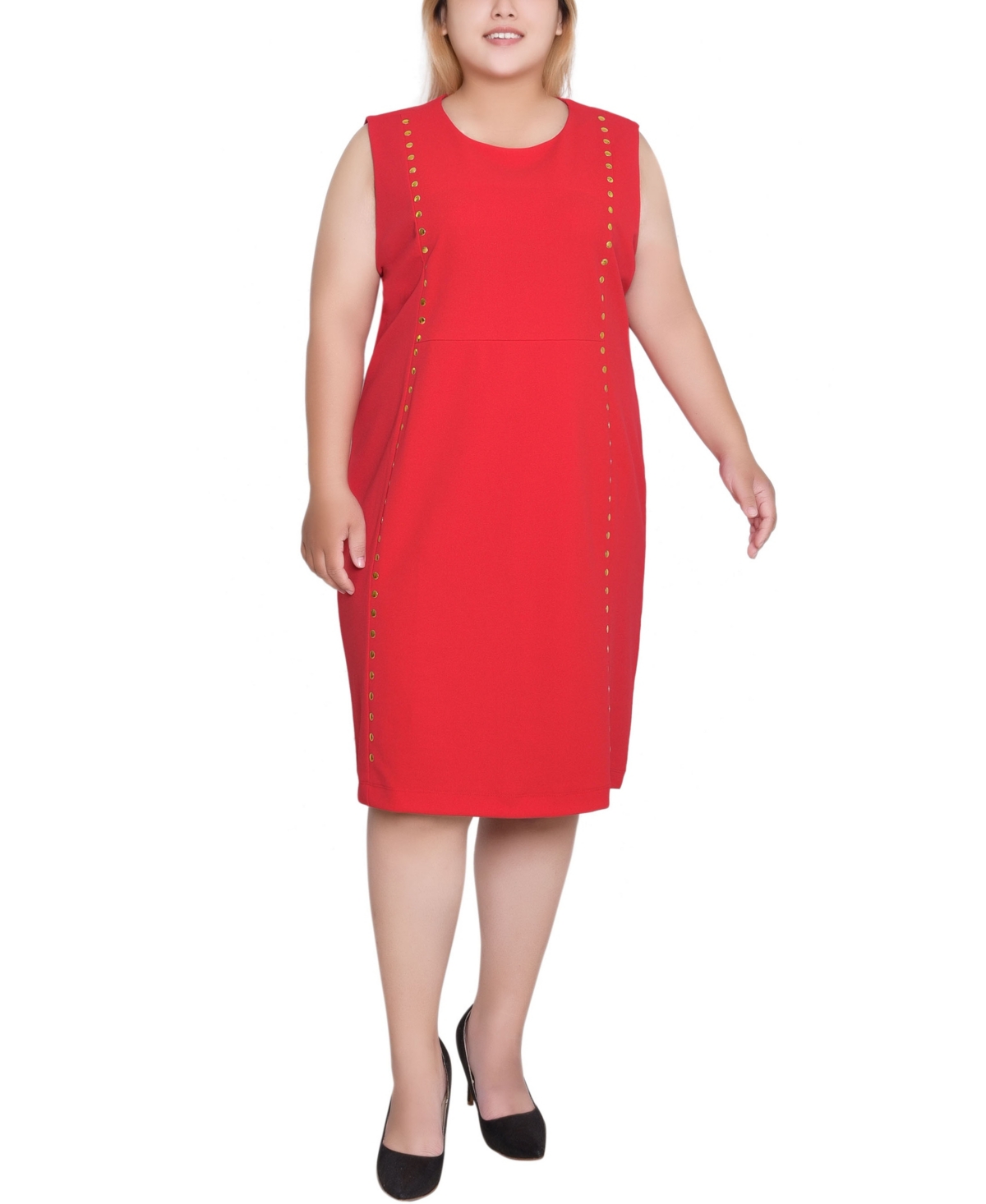 Click here for Ny Collection Plus Size Sleeveless Stud Front Dres... prices