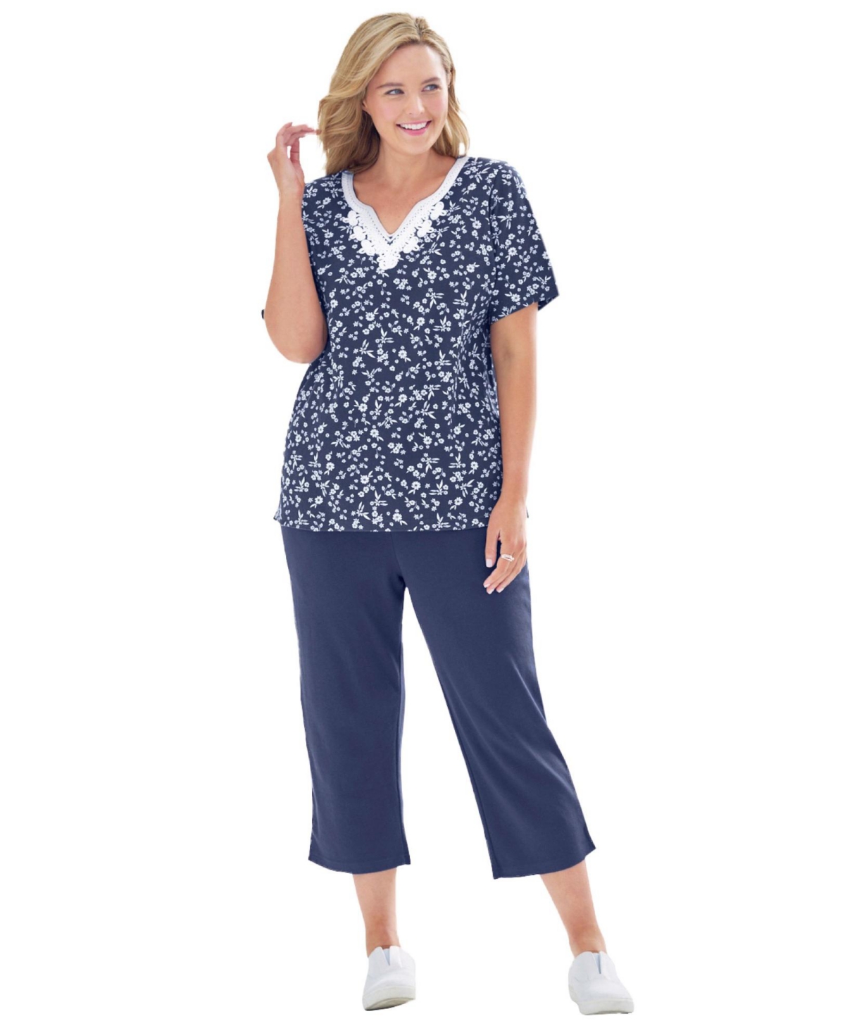 Click here for Woman Within Womens Within 2-Piece Tunic And Capri... prices