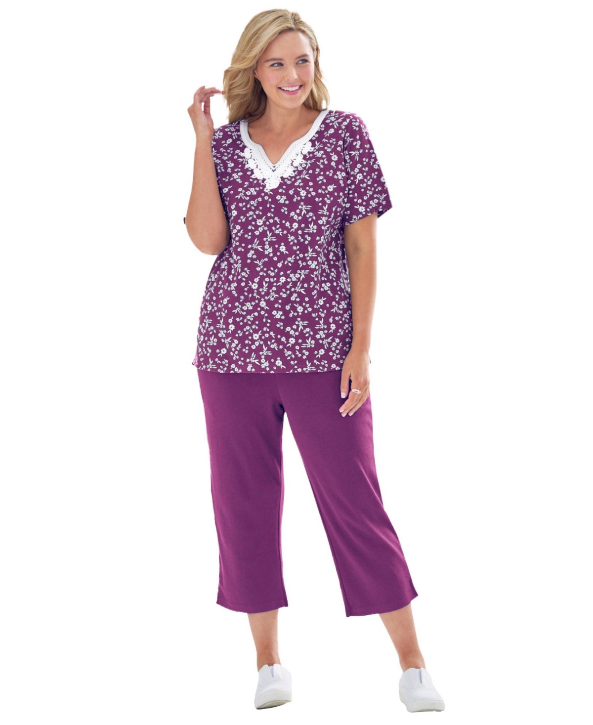 Click here for Woman Within Womens Within 2-Piece Tunic And Capri... prices