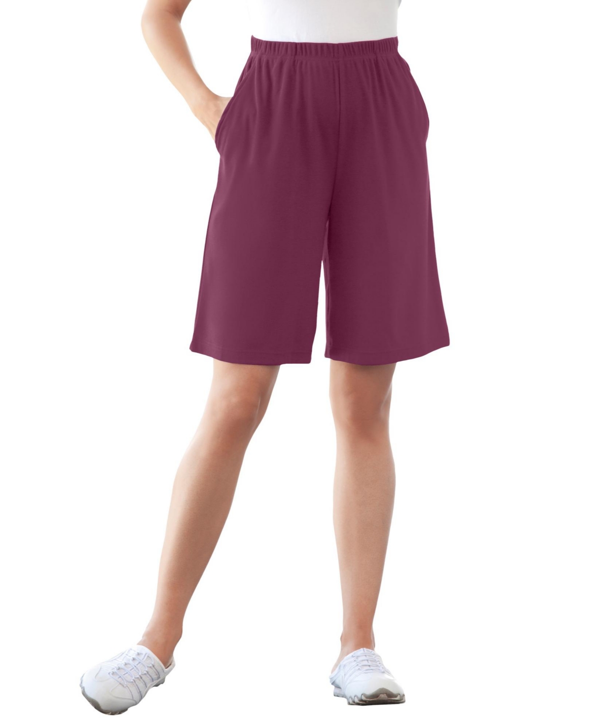 Click here for Woman Within Plus Size 7-Day Knit Short - Deep cla... prices