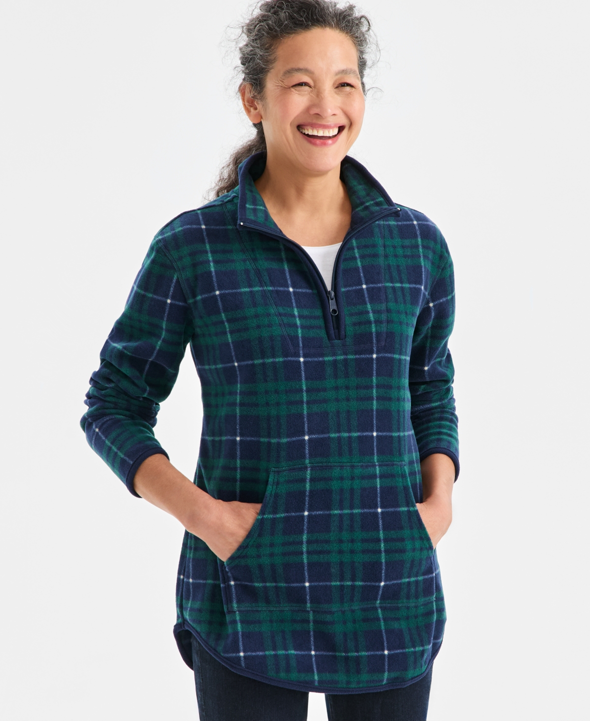 Click here for Style & Co Womens Printed Quarter-Zip Long-Sleeve... prices