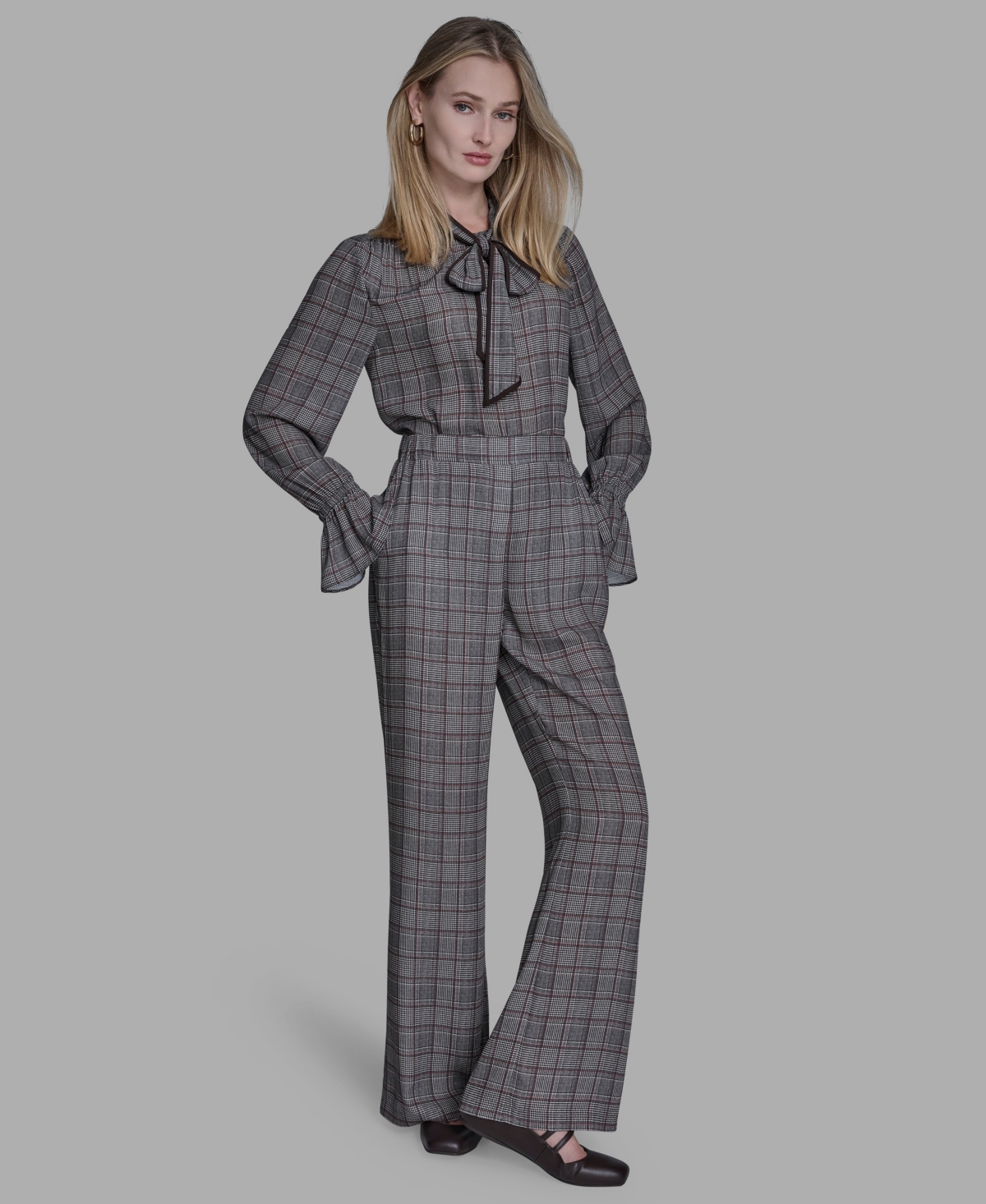 Click here for Bcbg Womens Plaid Wide-Leg Pants - Black Multi prices