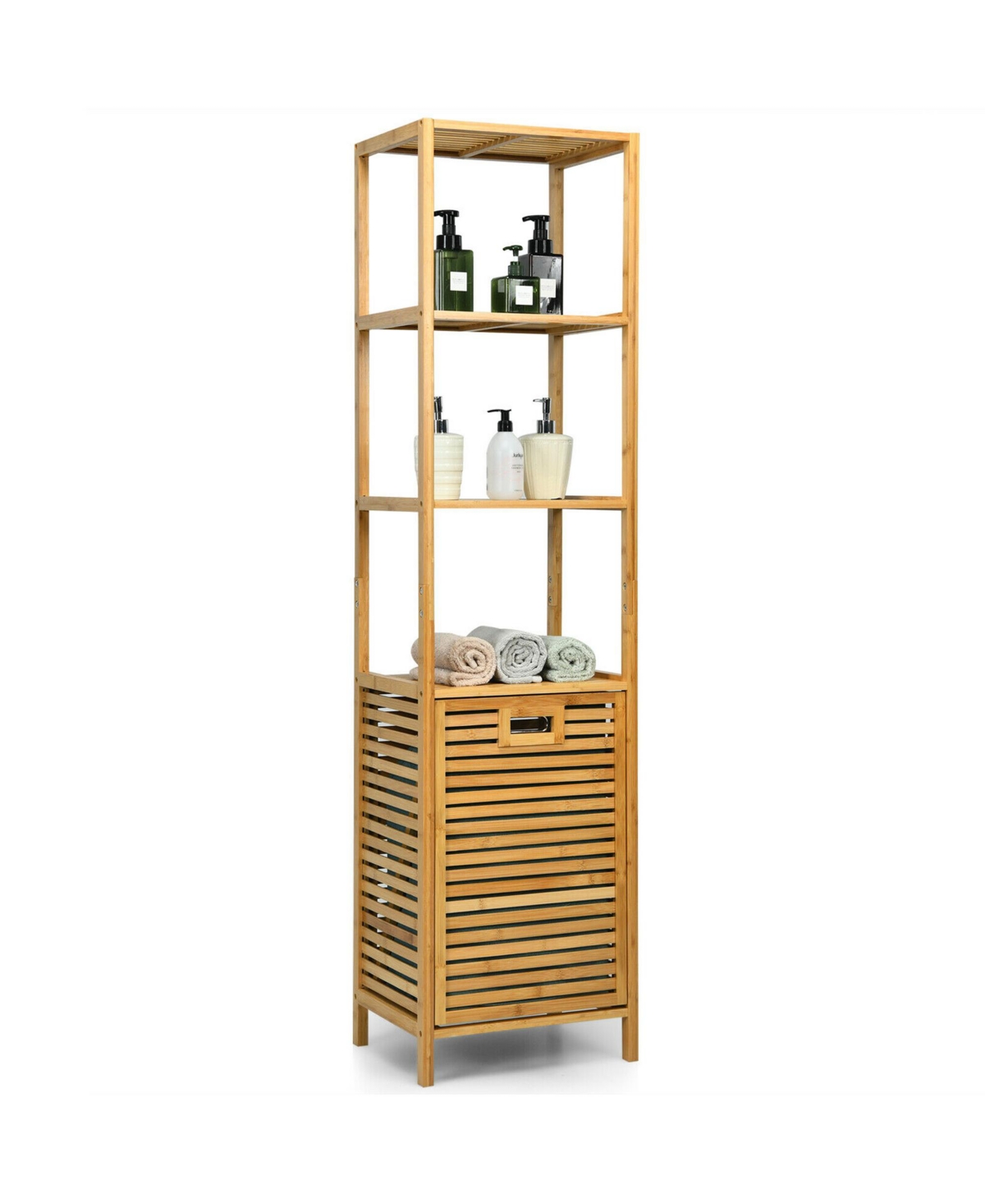 Click here for Gymax Bathroom Tilt-out Laundry Hamper Bamboo Towe... prices