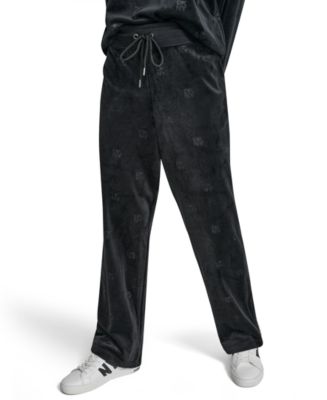 DKNY Jeans Petite Debossed Velour Logo Detail Pull-On Pants - Macy's