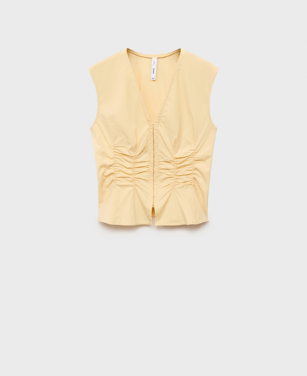 Click here for Mango Womens Gathered Cotton Blouse - Vanilla prices