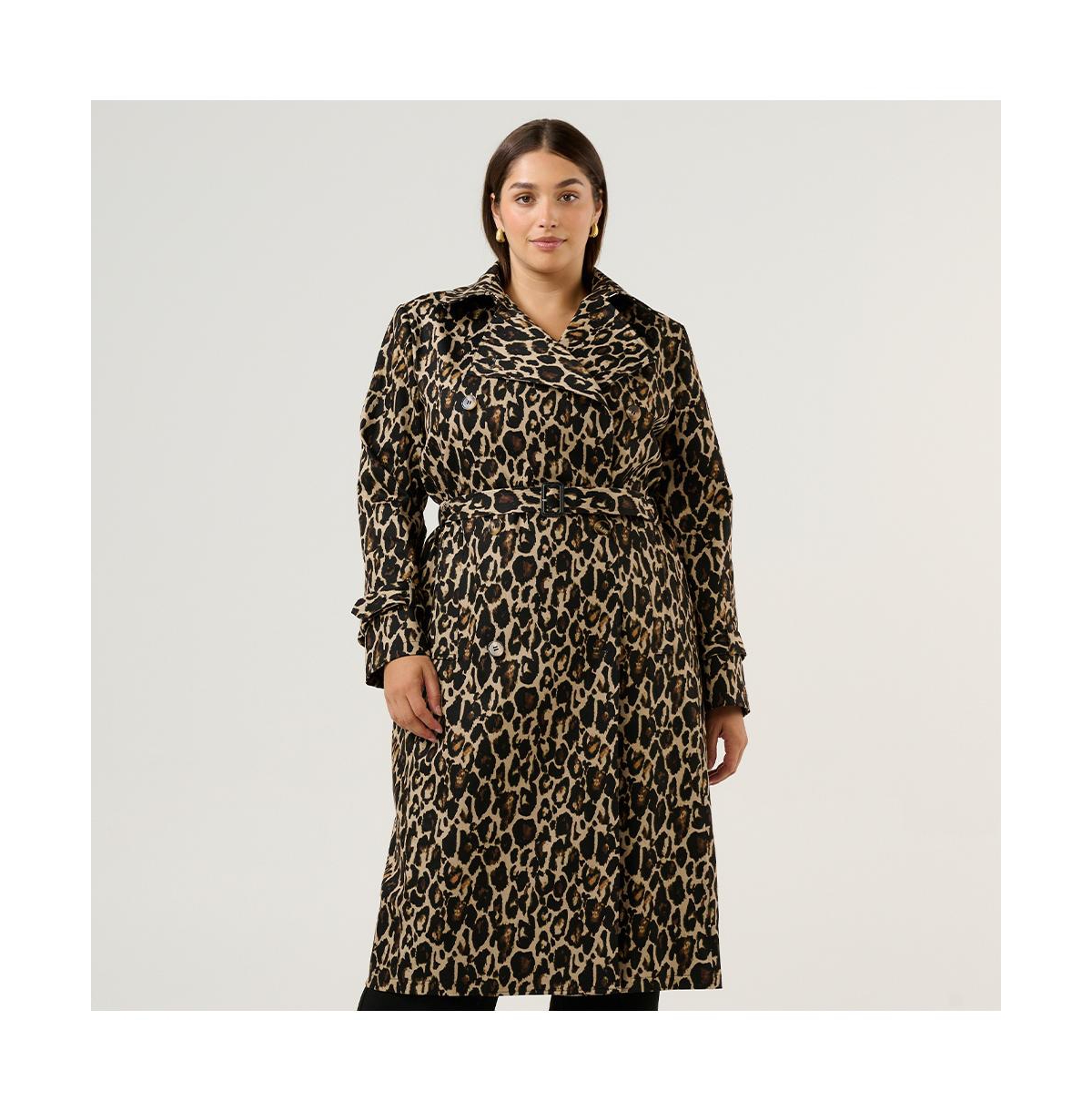 Click here for Estelle Plus Size Shari Leopard Print Trench prices
