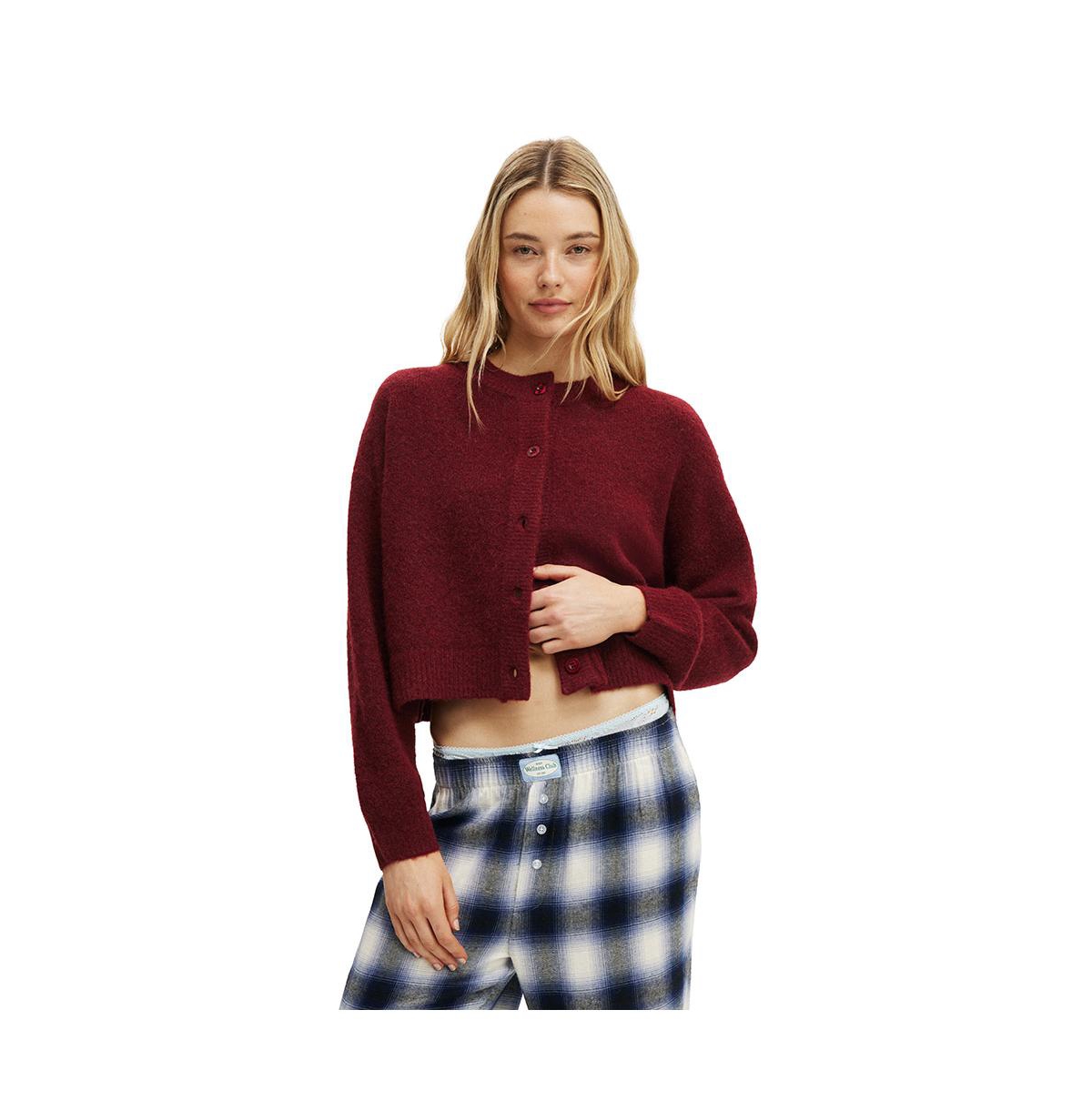 Click here for Cotton On Womens Button Up Cardigan - Choc plum ma... prices