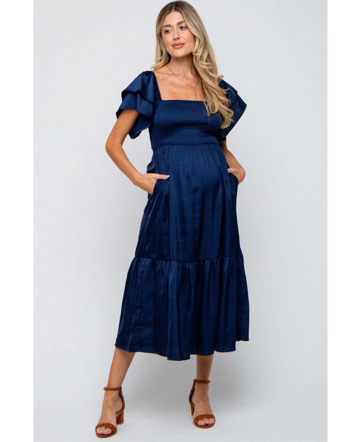 Click here for Pinkblush Maternity Forest Green Satin Flutter Sle... prices