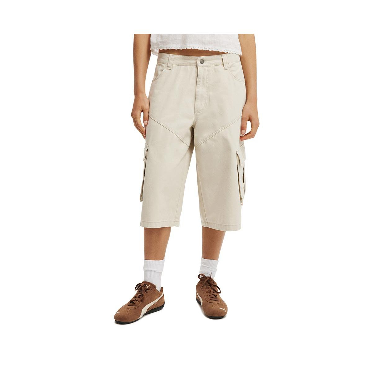Click here for Cotton On Womens Long Cargo Jort - Washed ecru prices