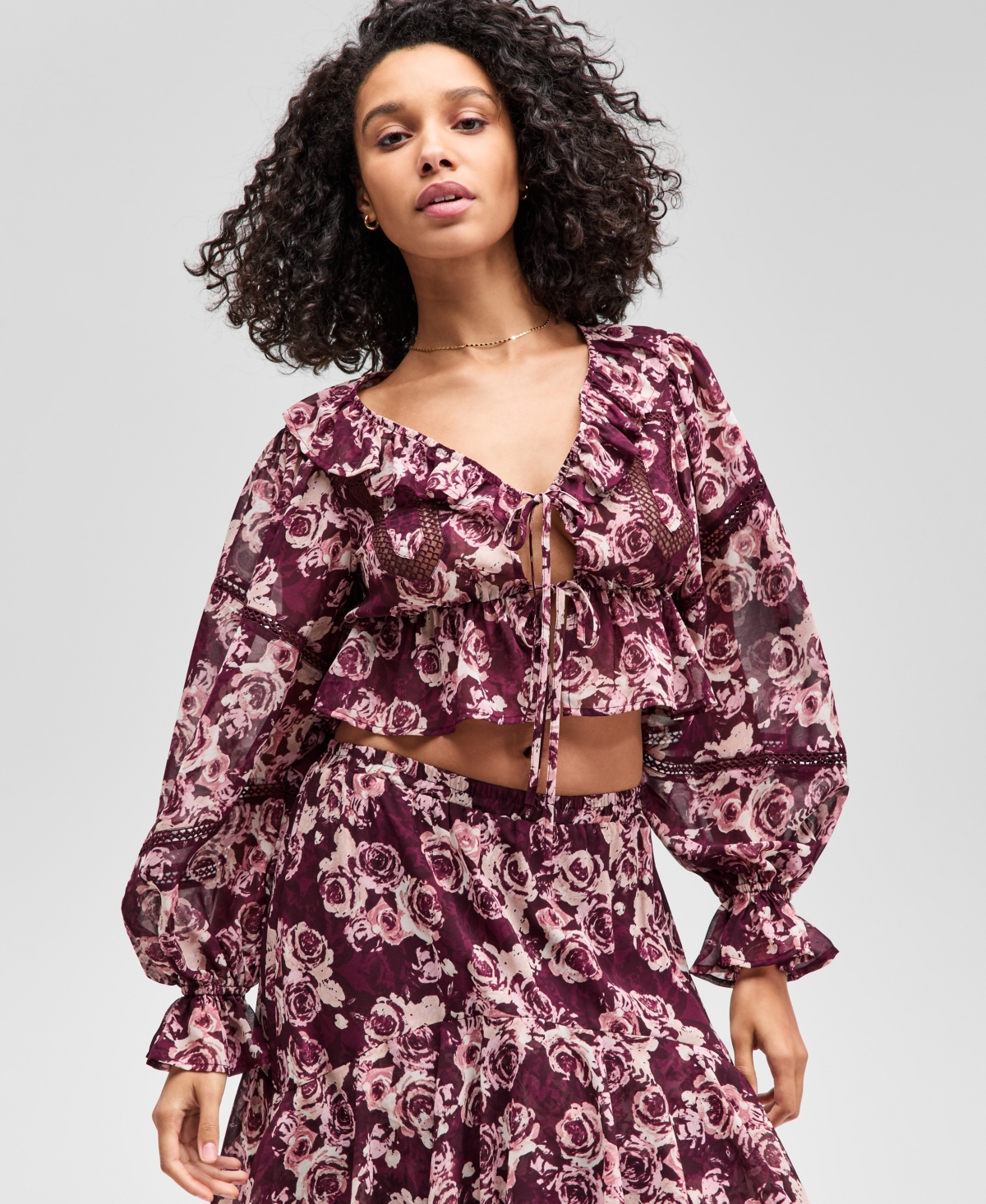 Click here for And Now This Womens Ruffled-Cuff Balloon-Sleeve To... prices