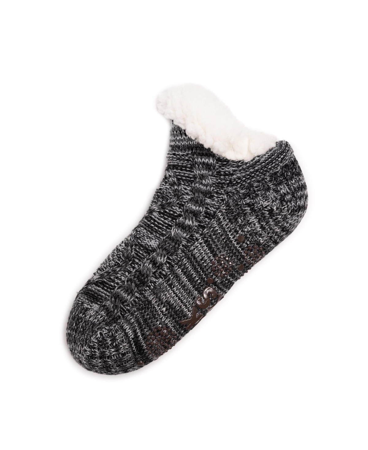 Click here for Muk Luks Womens Shortie Cabin Sock - Ebony/dark gr... prices