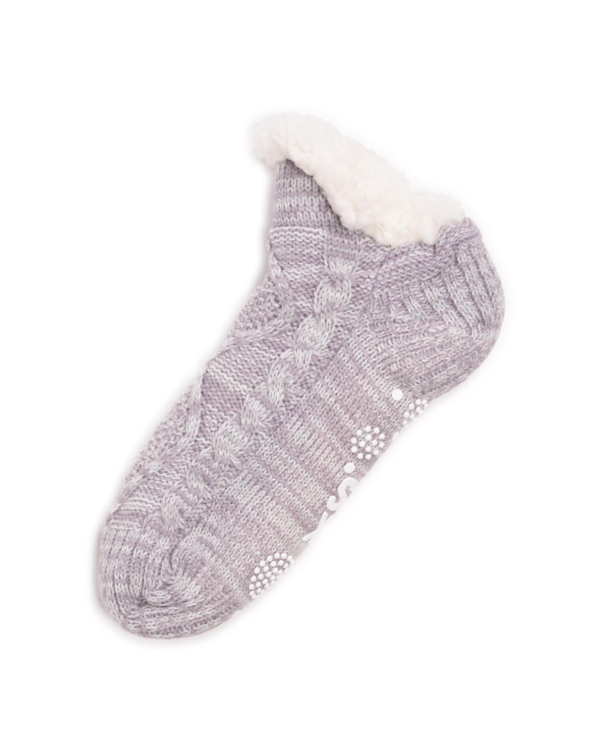 Click here for Muk Luks Womens Shortie Cabin Sock - Grey/violet prices